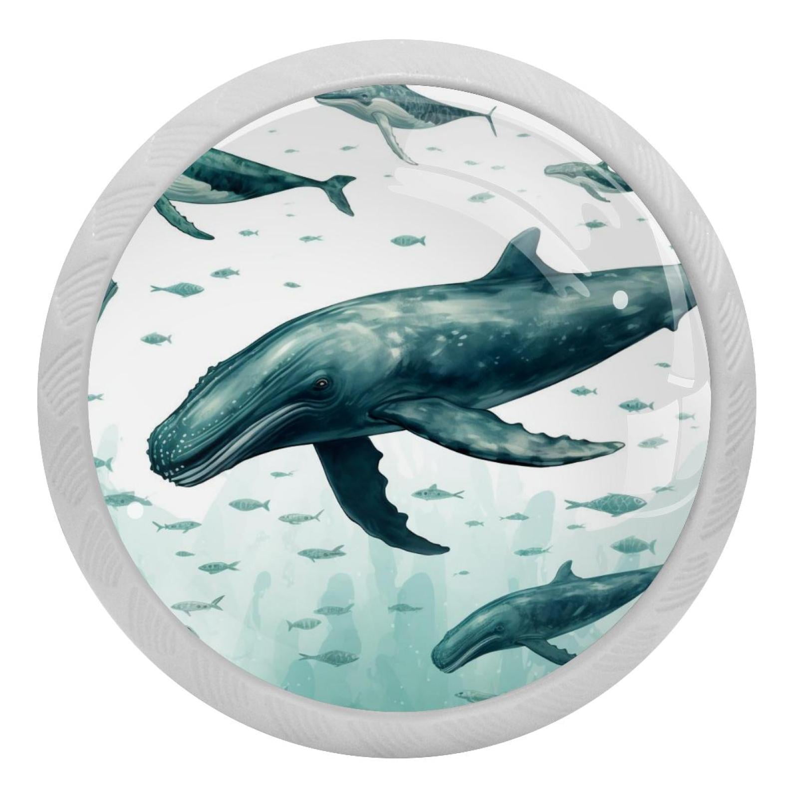 Whale Fluorescent Drawer Pulls with Screws: Round 4-Pack, Glow-in-the-Dark Knobs for Cabinets ...