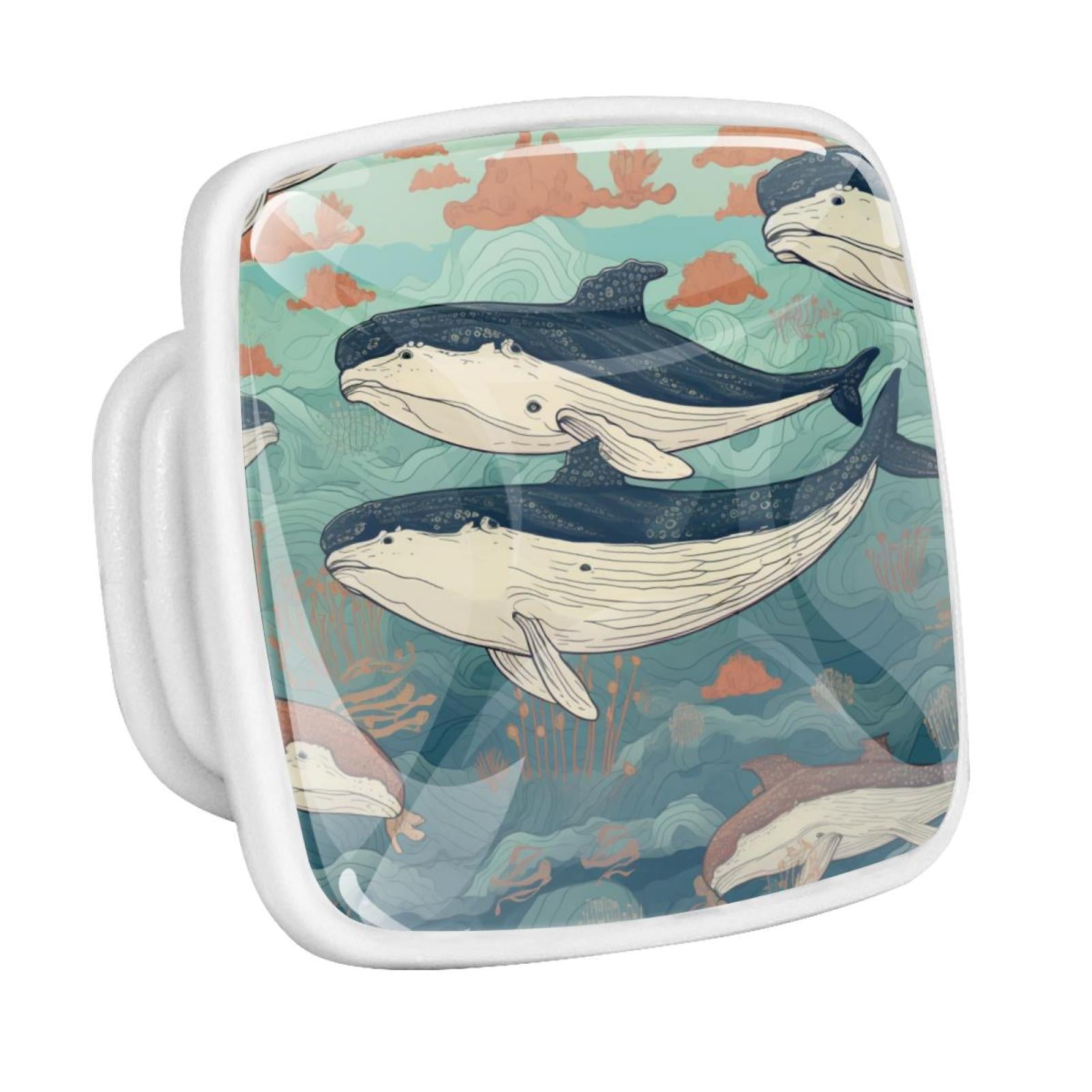 Whale Fluorescent Drawer Pulls with Screws Square 4-Pack Glow Dark Knobs for Cabinets Wardrobes ...