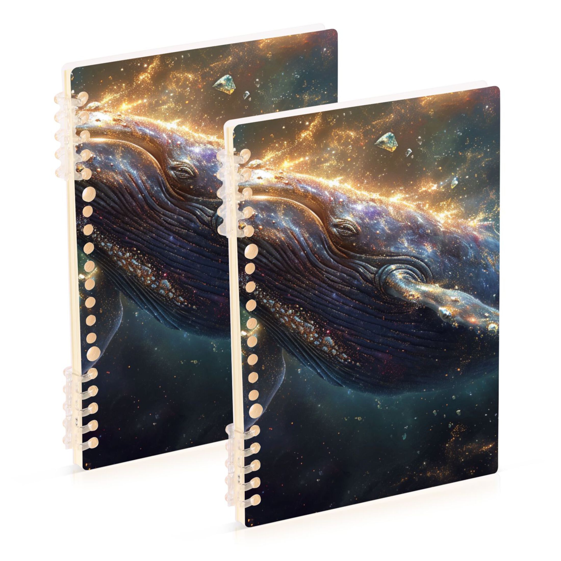 Whale Flying in Space 2 Pcs Spiral Notebooks 60 Sheets 120 Pages A5 ...