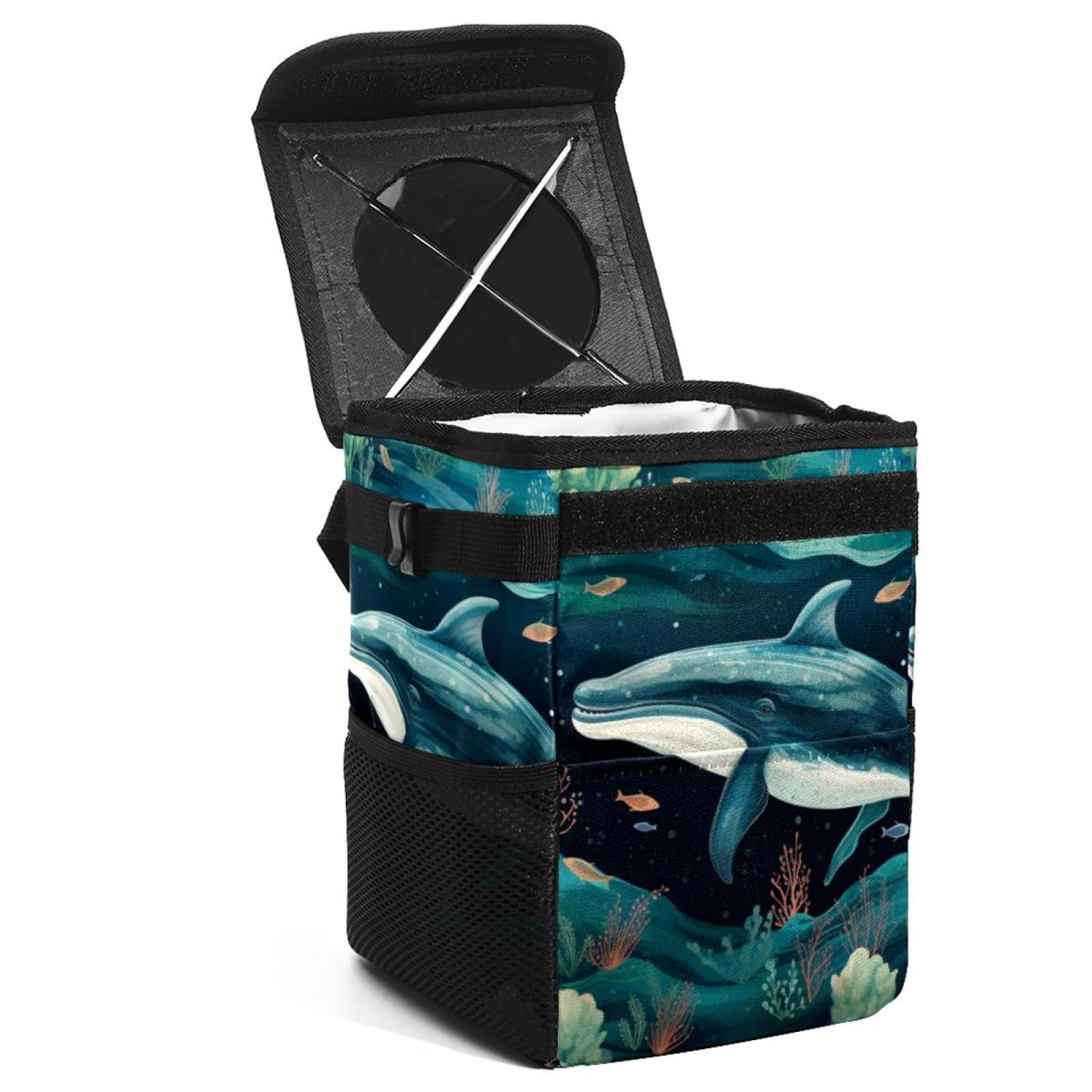 Whale Foldable Car Garbage Can with Lid, Leak-Proof, and Hanging ...