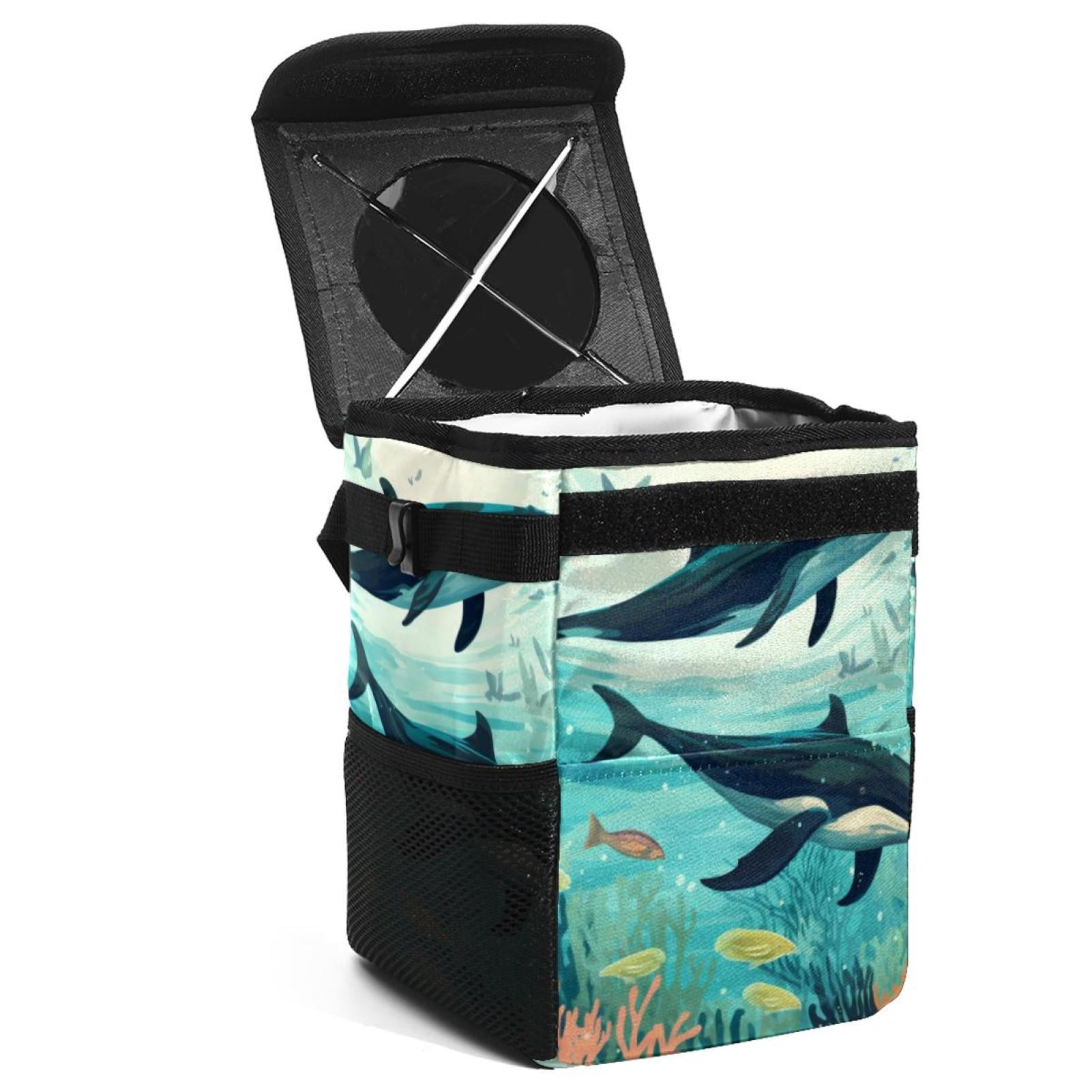 Whale Foldable Car Trash Can with Lid, Leak-Proof, and Hanging Storage ...