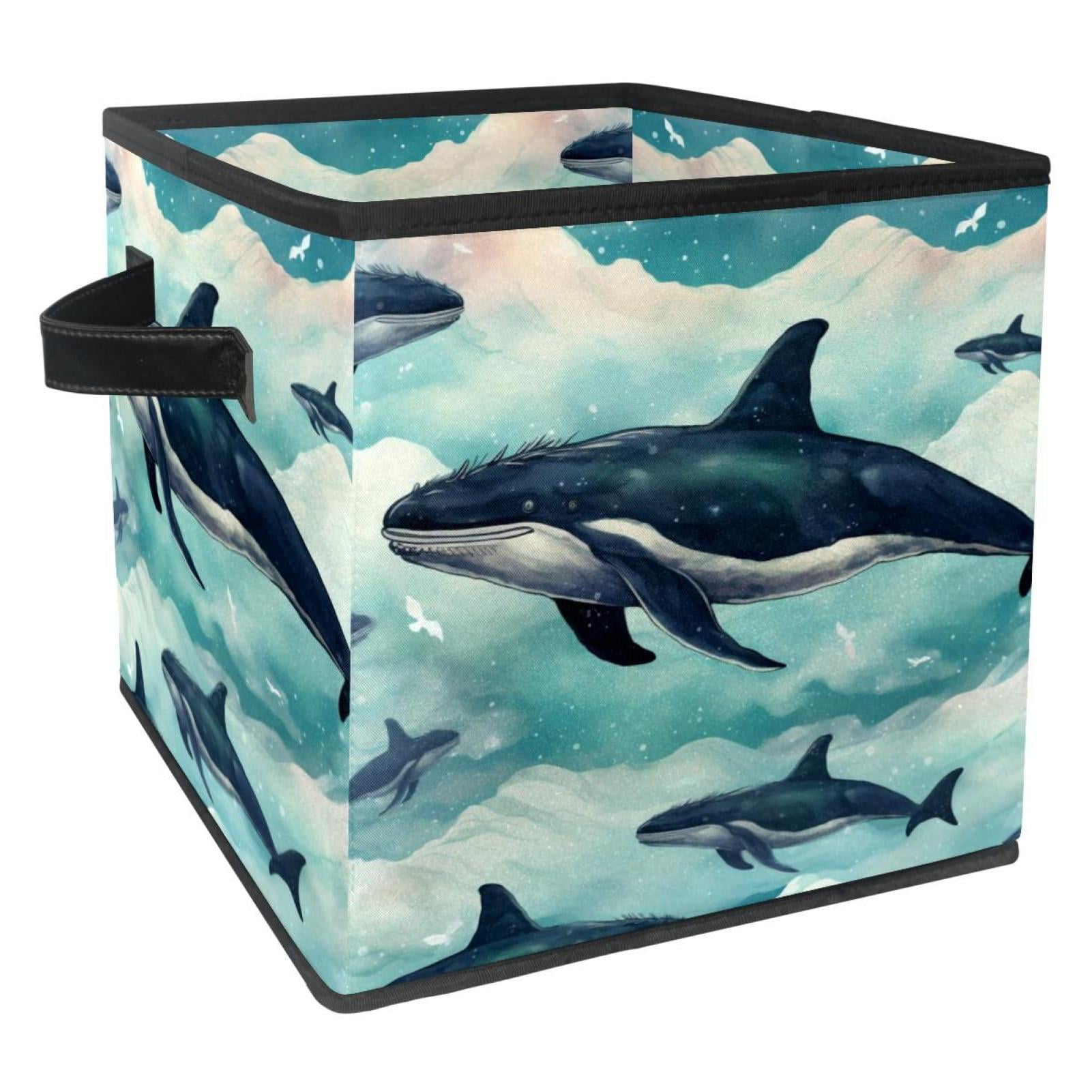 Whale Foldable Storage Basket with Handle, 10.8"x10.5"x10.6", Large ...