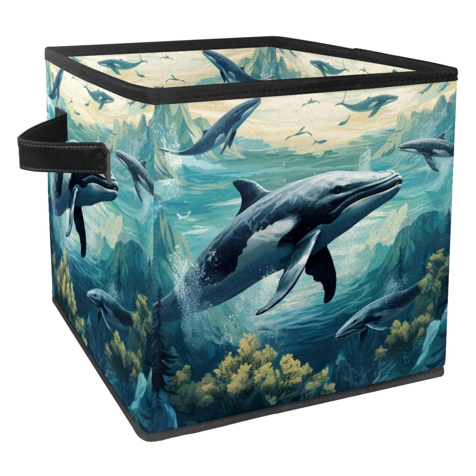 Whale Foldable Storage Containers with Handle, 10.8"x10.5"x10.6", Large ...