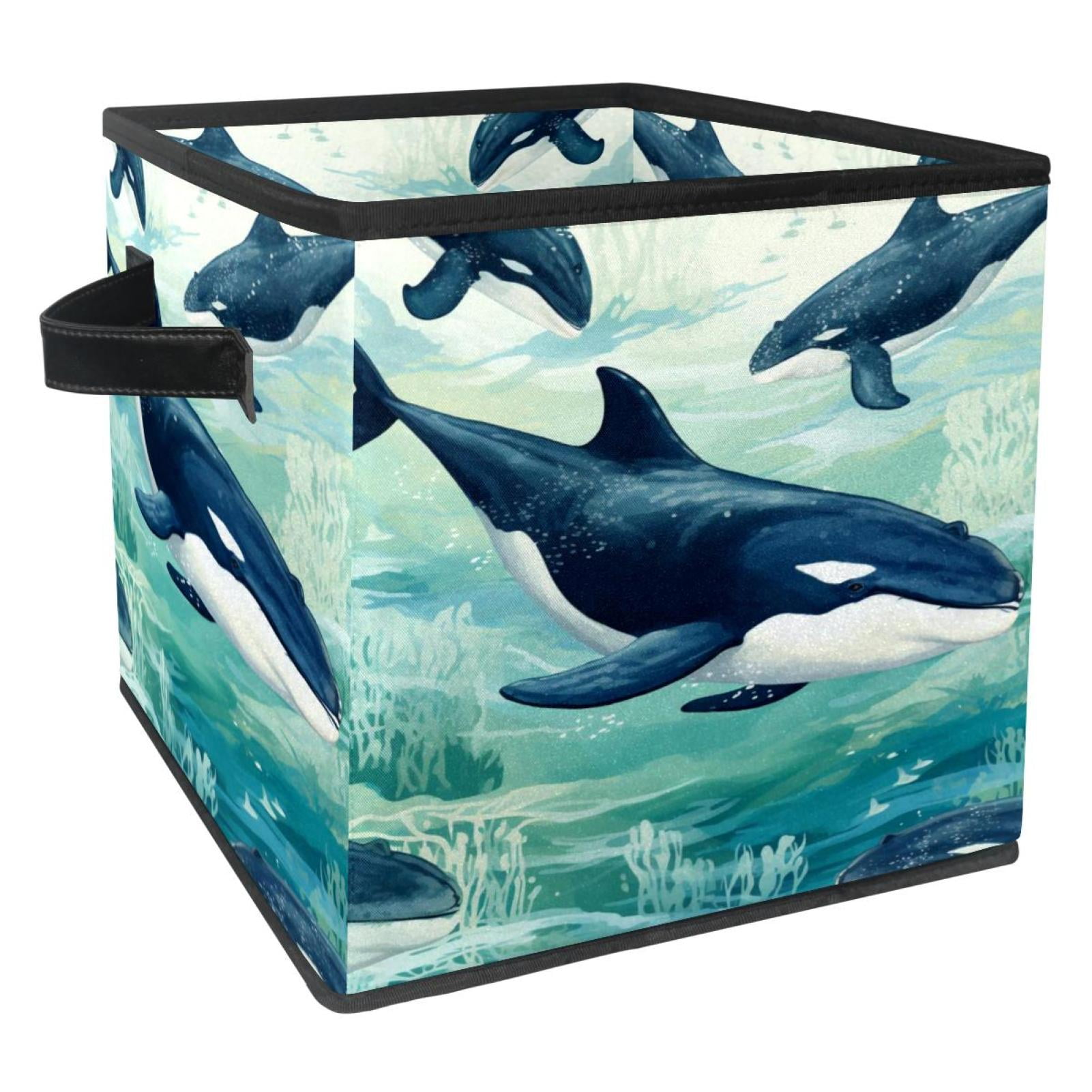 Whale Foldable Toy Box with Handle, 10.8"x10.5"x10.6", Large Capacity ...