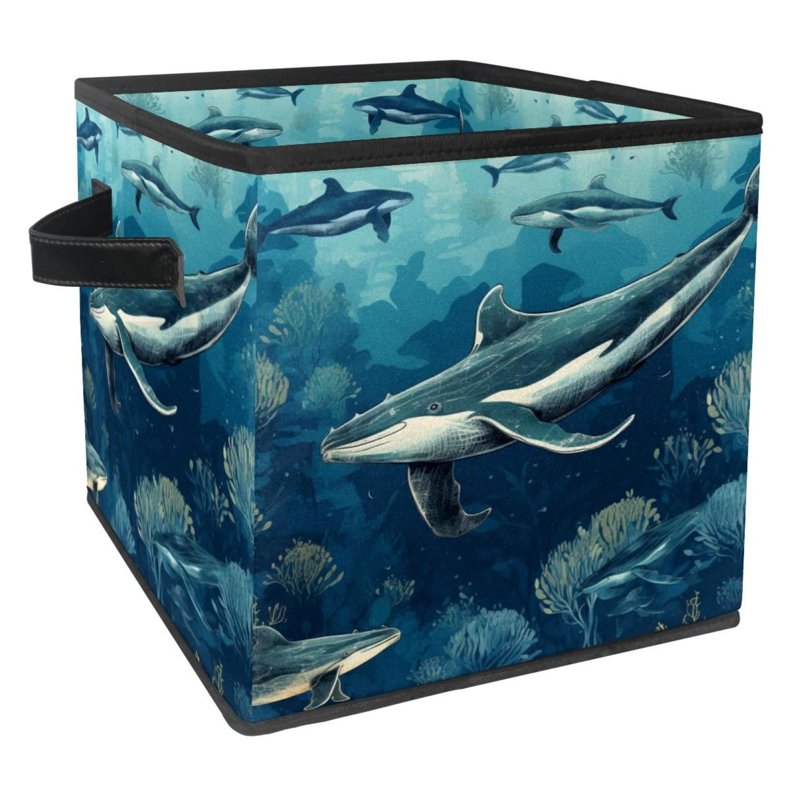 Whale Foldable Toy Storage Basket with Handle, 10.8"x10.5"x10.6", Large ...