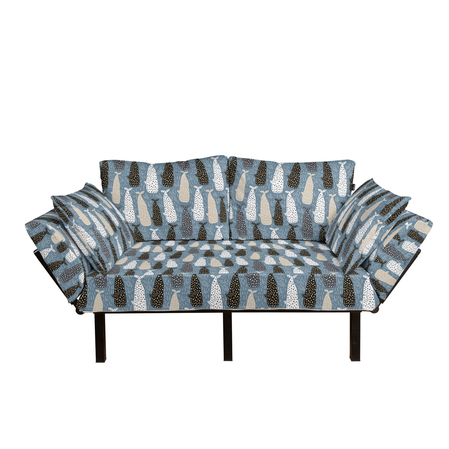 Whale Futon Couch, Abstract Art Pattern with Different Colored ...
