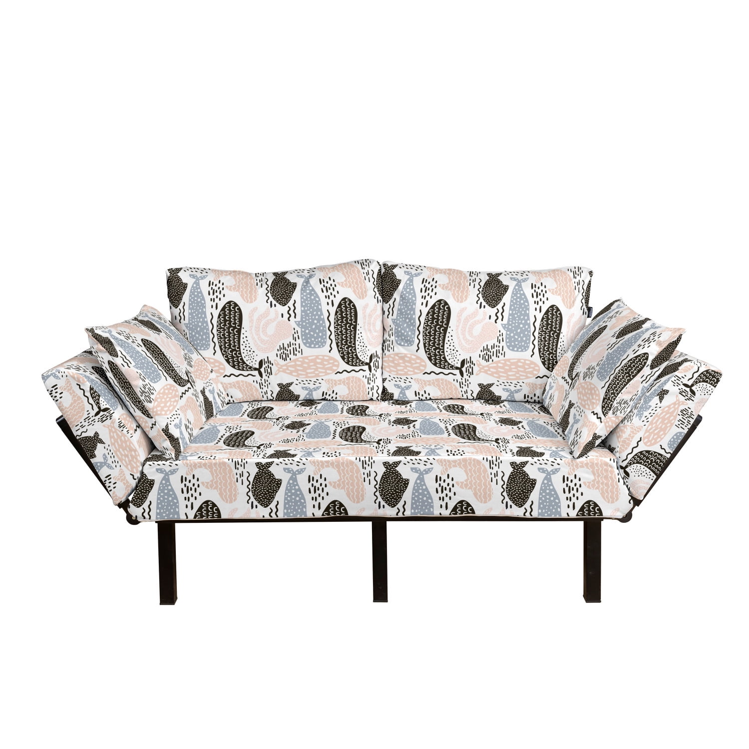 Whale Futon Couch, Animal Silhouettes with Different Designs Curved ...
