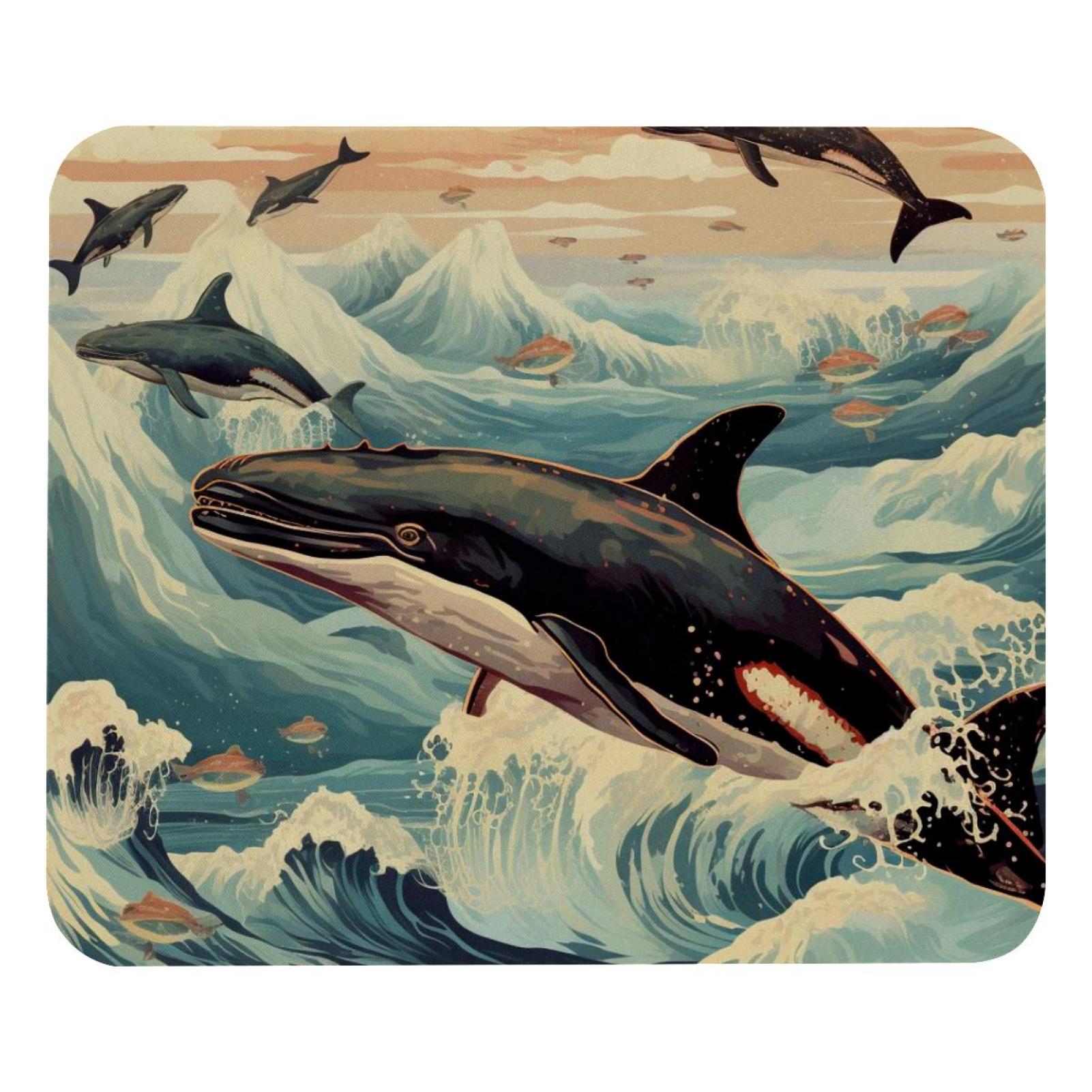 Whale Gaming Mouse Pad Desk Mat, Square 8.3x9.8 Inch Non-Slip Rubber ...