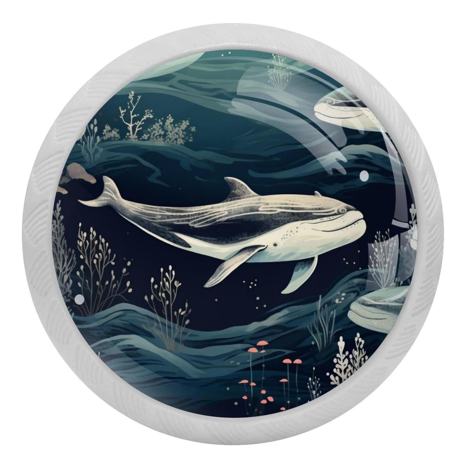 Whale Glow-in-the-Dark Fluorescent Drawer Pulls 4-Pack with Screws ...