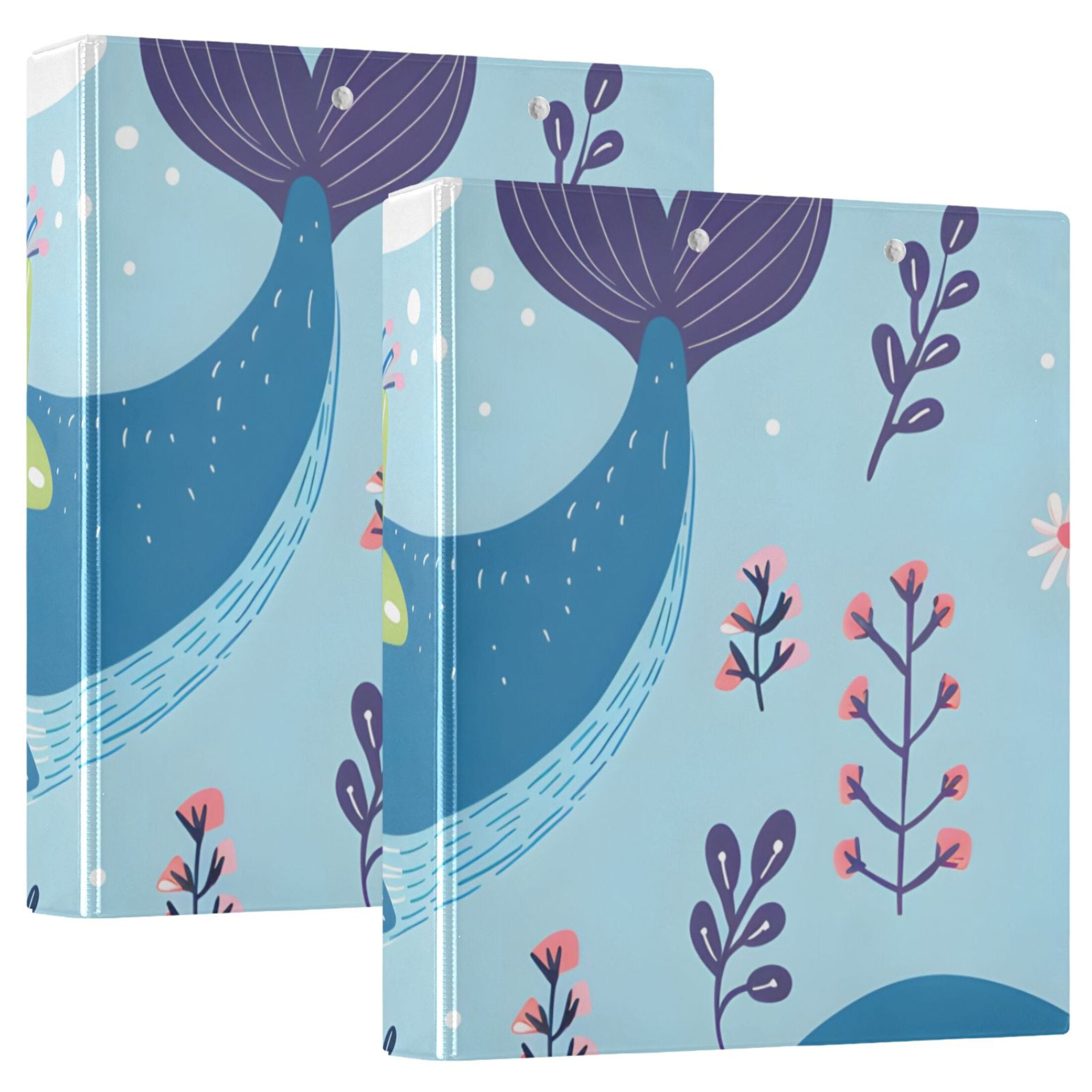 Whale Hats Plants 3 Ring Binders 1.5 inch Hardcover File Folders with ...