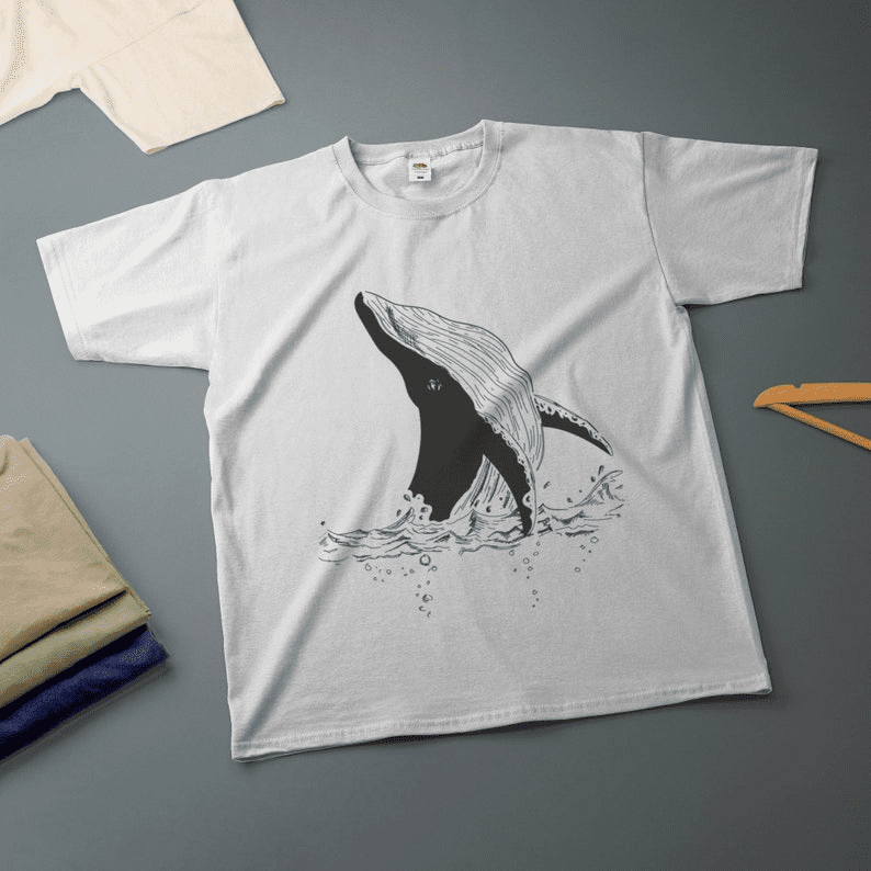 Whale Ink Drawing T-Shirt Various Sizes & Colours Tee - Walmart.com