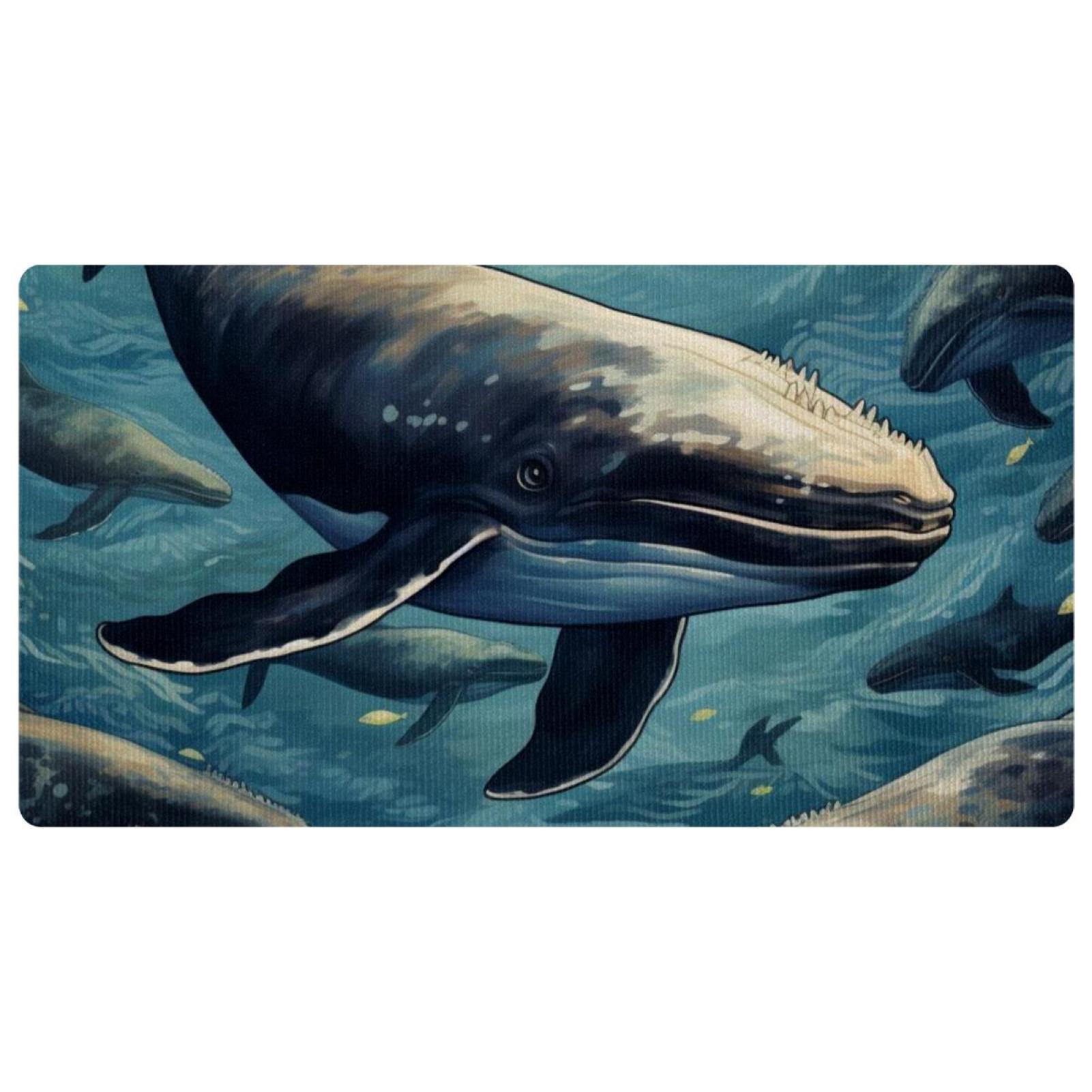 Whale Kitchen Rug, Washable Kitchen Rugs , Runner Mat for Floor ...