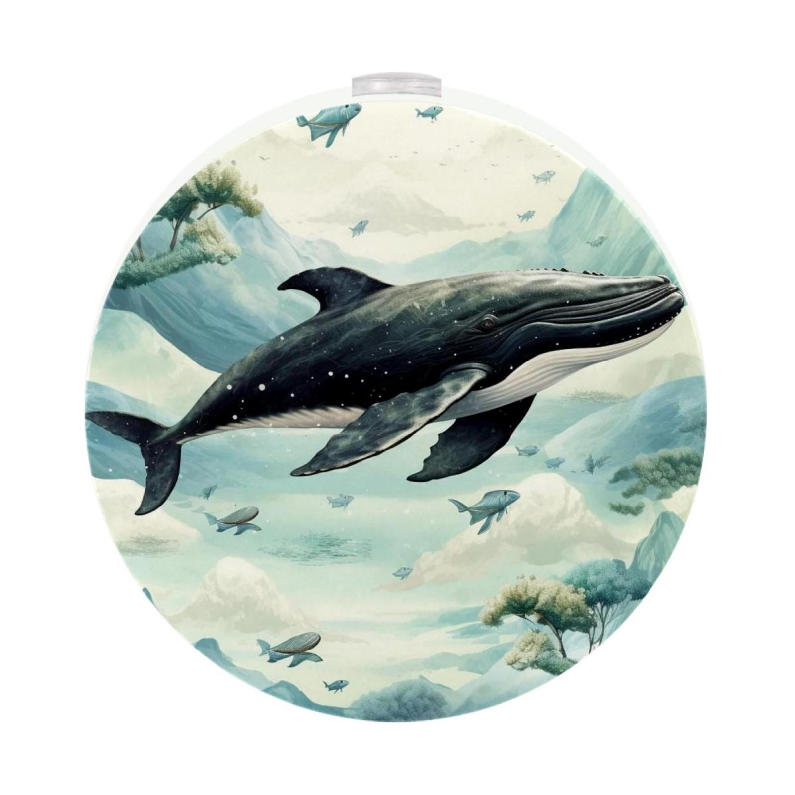 Whale LED Round Night Light - 2 Pack, Plug-in Motion Sensor Wall Lamp ...