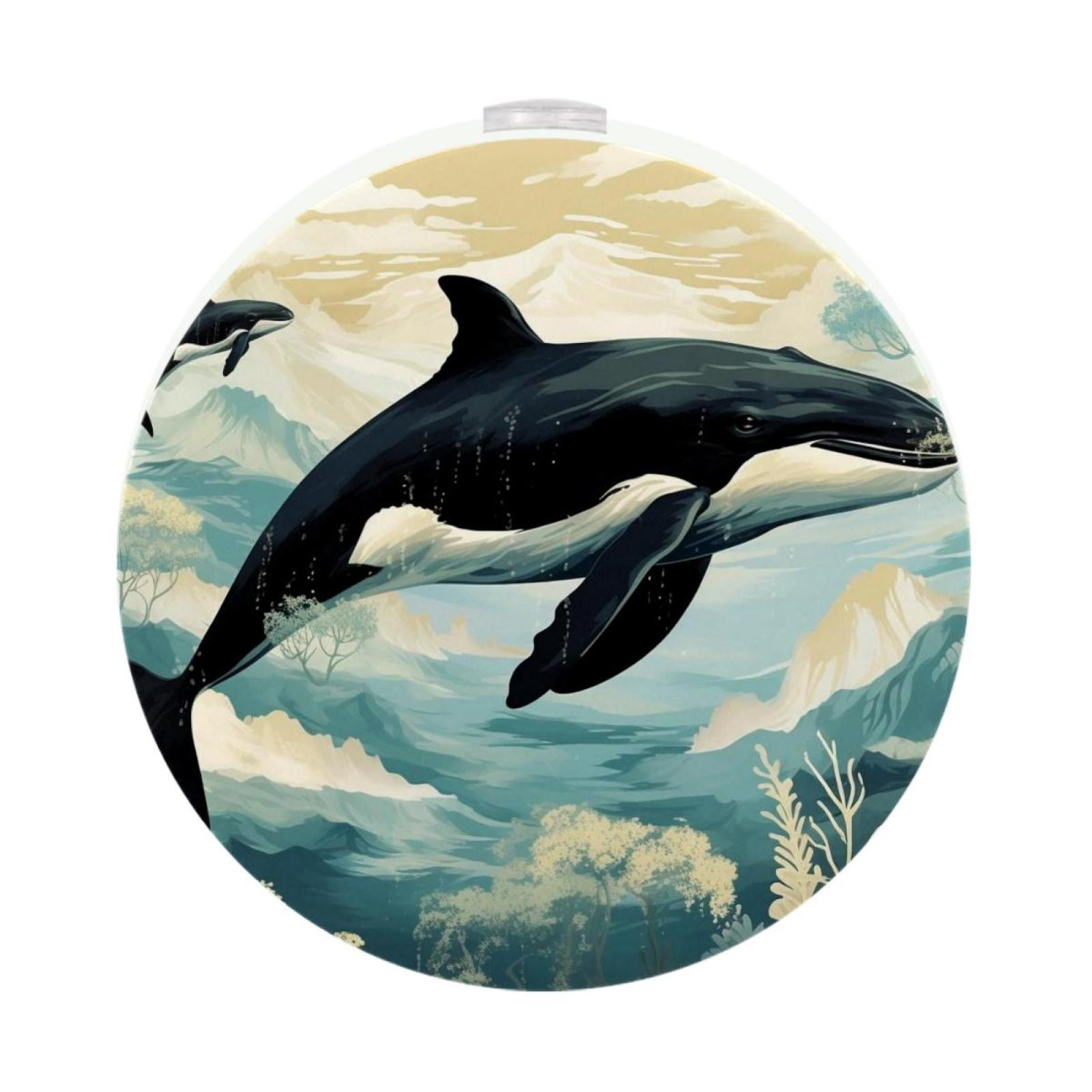 Whale LED Round Night Light-2PCS, Energy Efficient Plug-in Bedroom ...