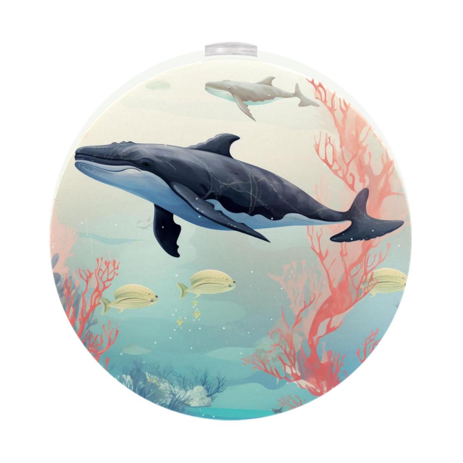 Whale LED Round Night Light (2PCS) – Energy Efficient Plug-in Lamp with ...