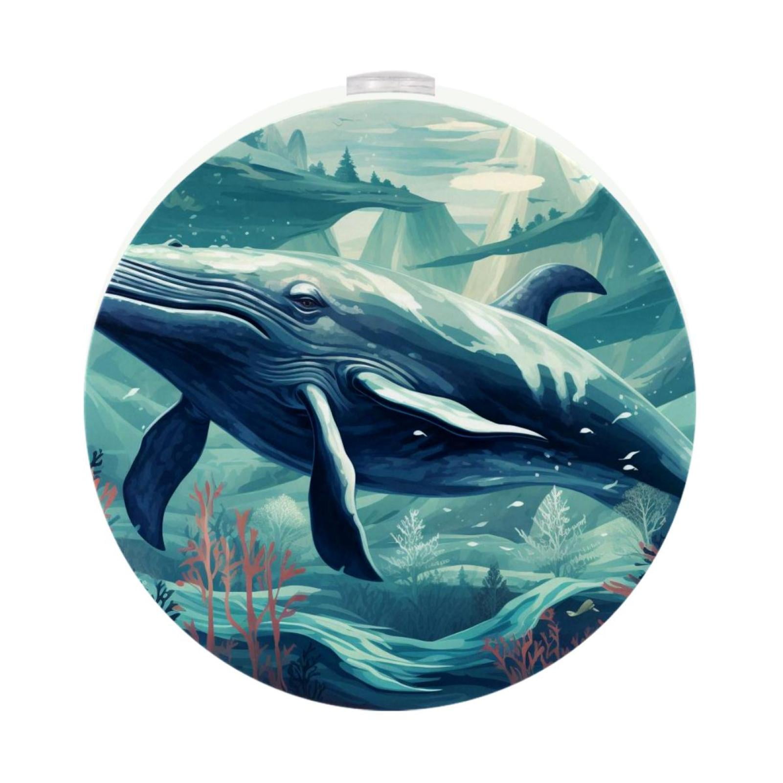 Whale LED Round Night Light - 2PCS, Energy-Efficient Plug-in Nightlight ...