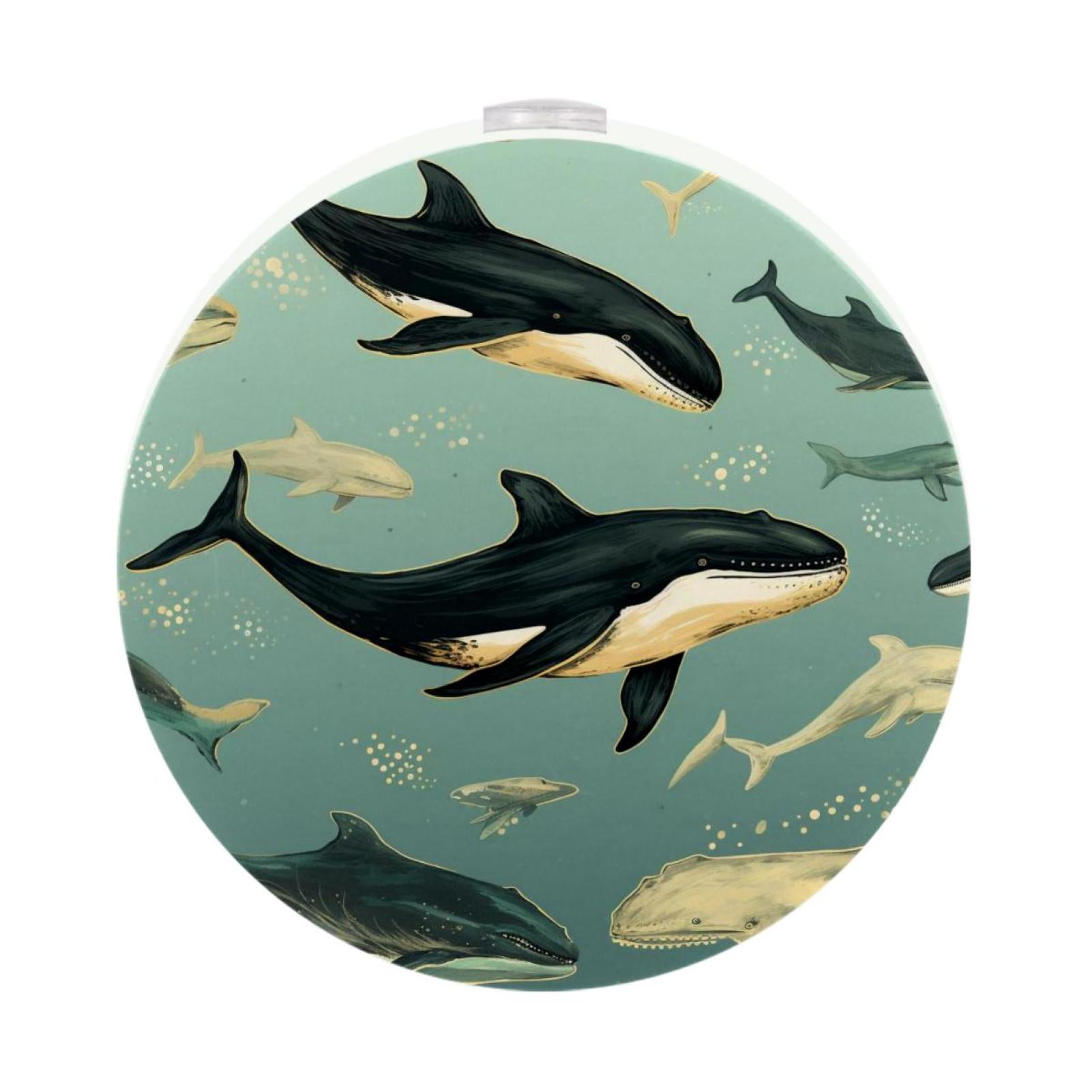 Whale LED Round Night Light-2PCS, Energy Efficient Plug-in Wall Lamp ...