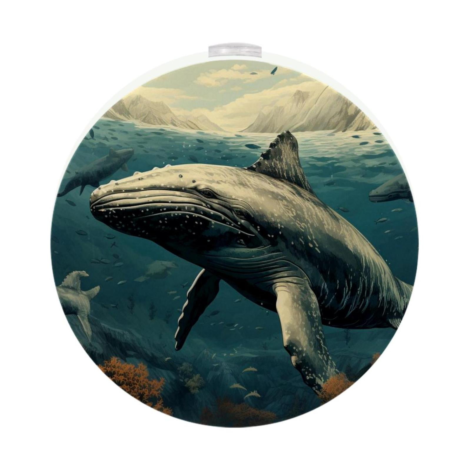 Whale LED Round Night Light - 2PCS, Plug-in Dusk-to-Dawn Sensor, Energy ...