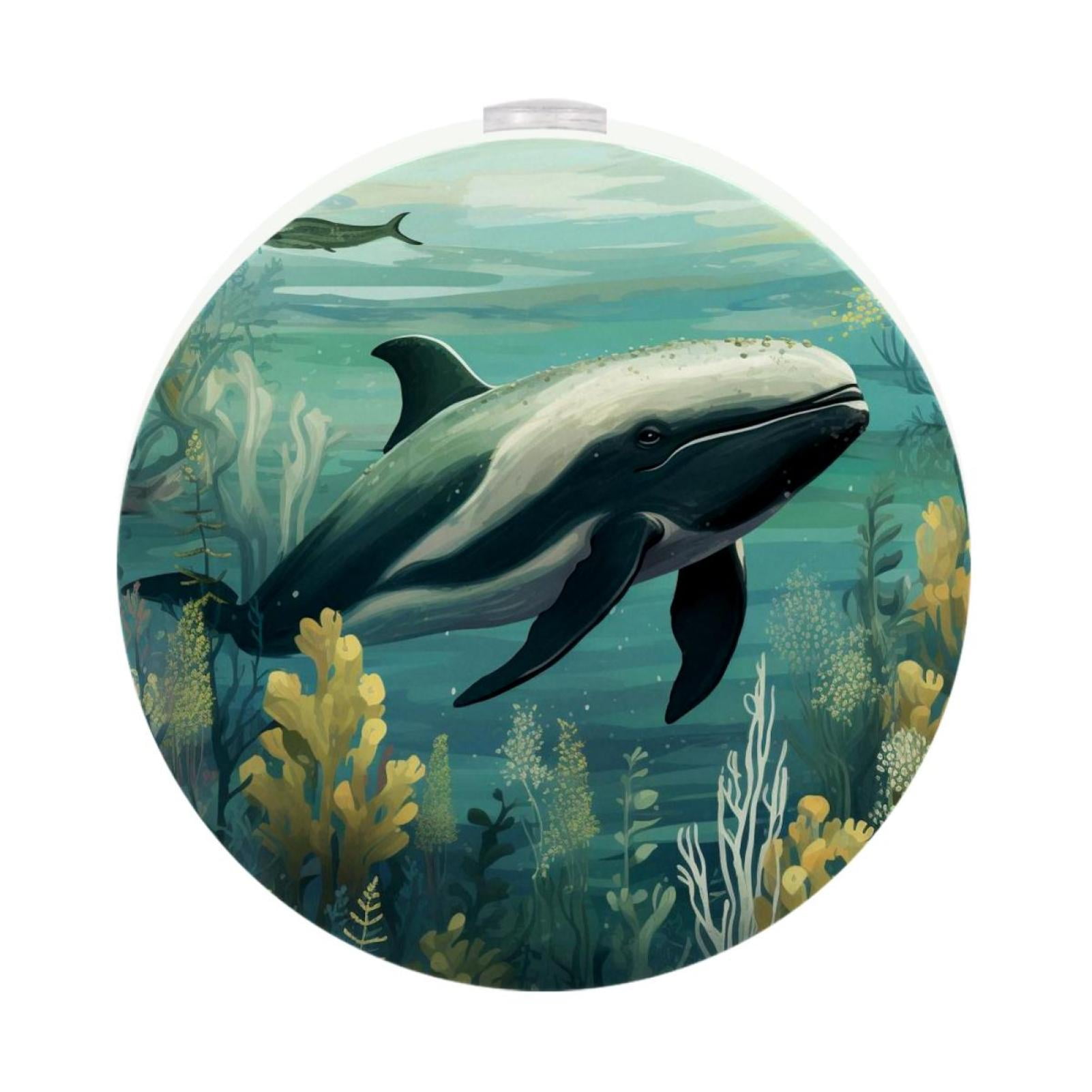 Whale LED Round Night Light-2PCS, Plug-in Dusk to Dawn Sensor Wall ...