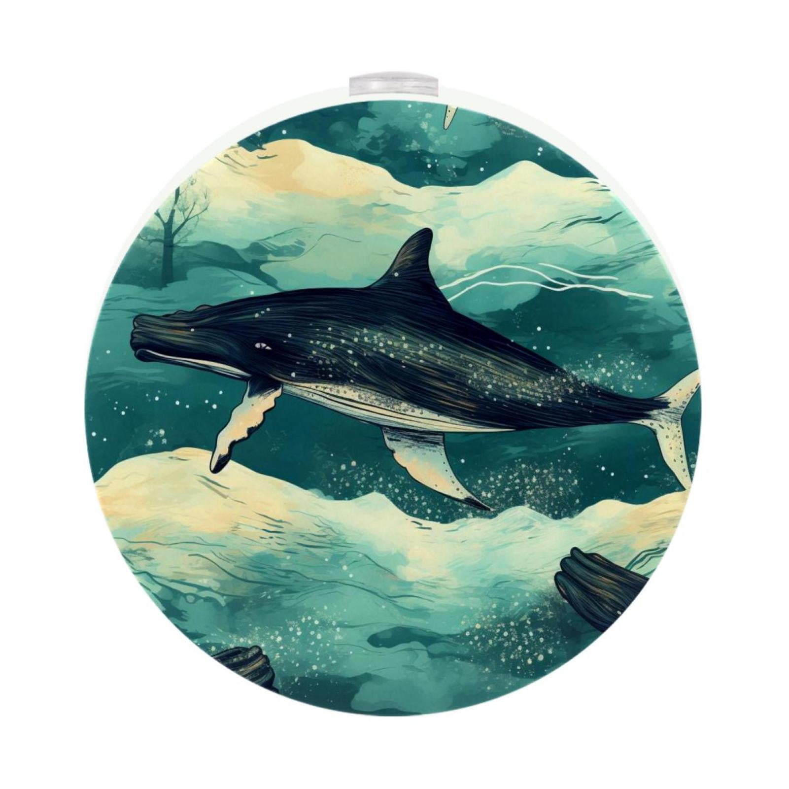 Whale LED Round Night Light-2PCS, Plug-in Dusk to Dawn Sensor Wall ...