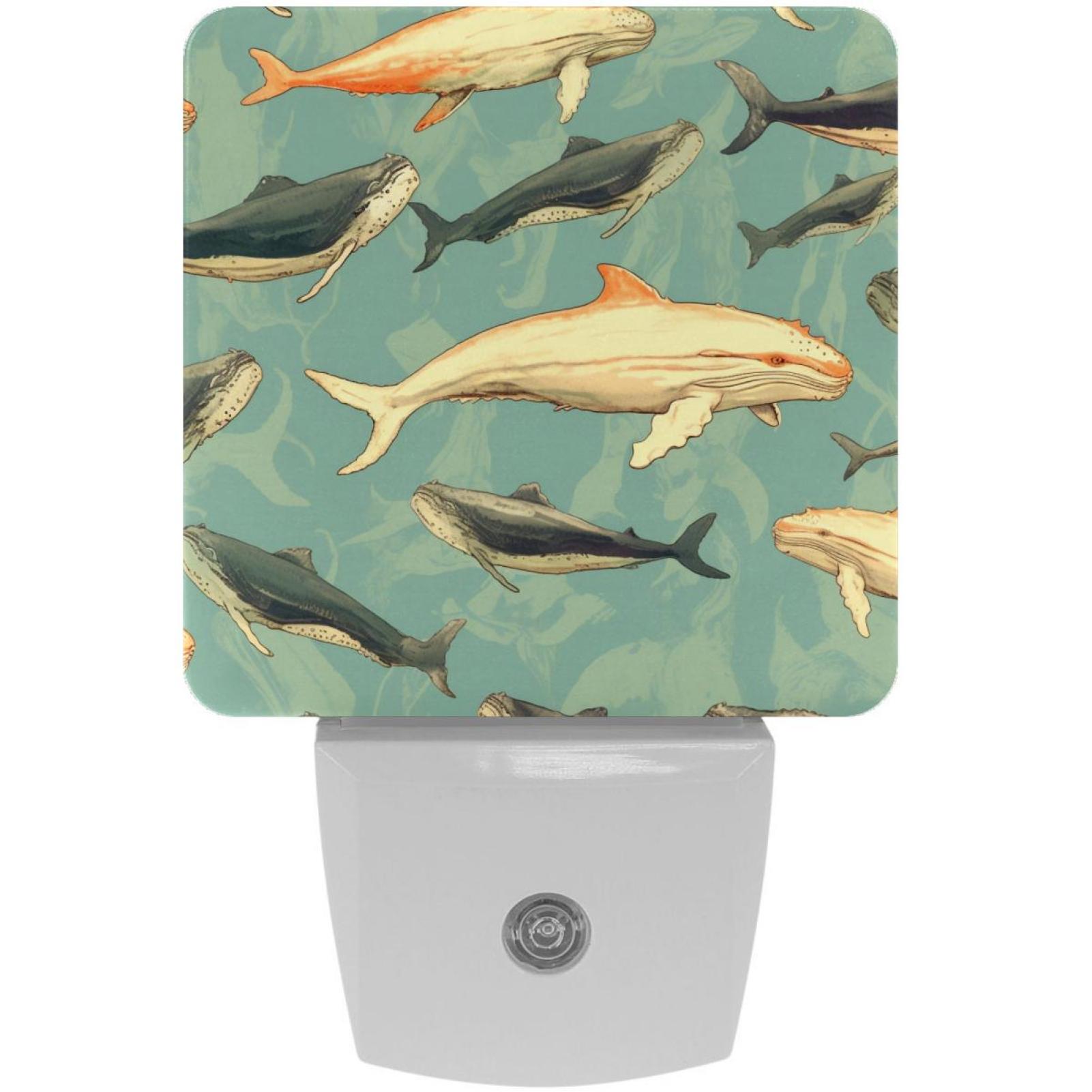 Whale LED Square Night Lights for Bedroom and Living Room, Decorative ...