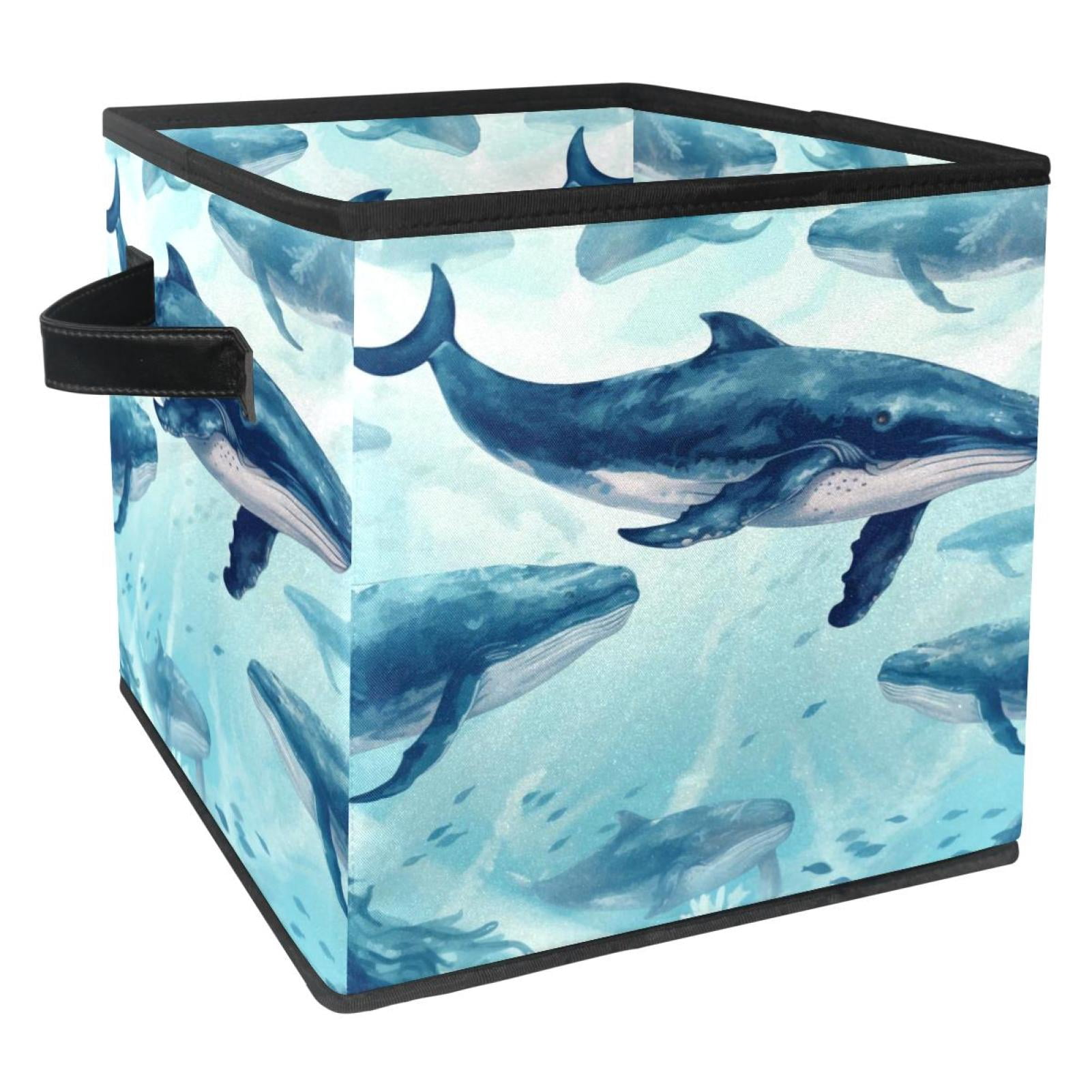 Whale Large Capacity Foldable Storage Basket with Handle 10.8"x10.5"x10 ...