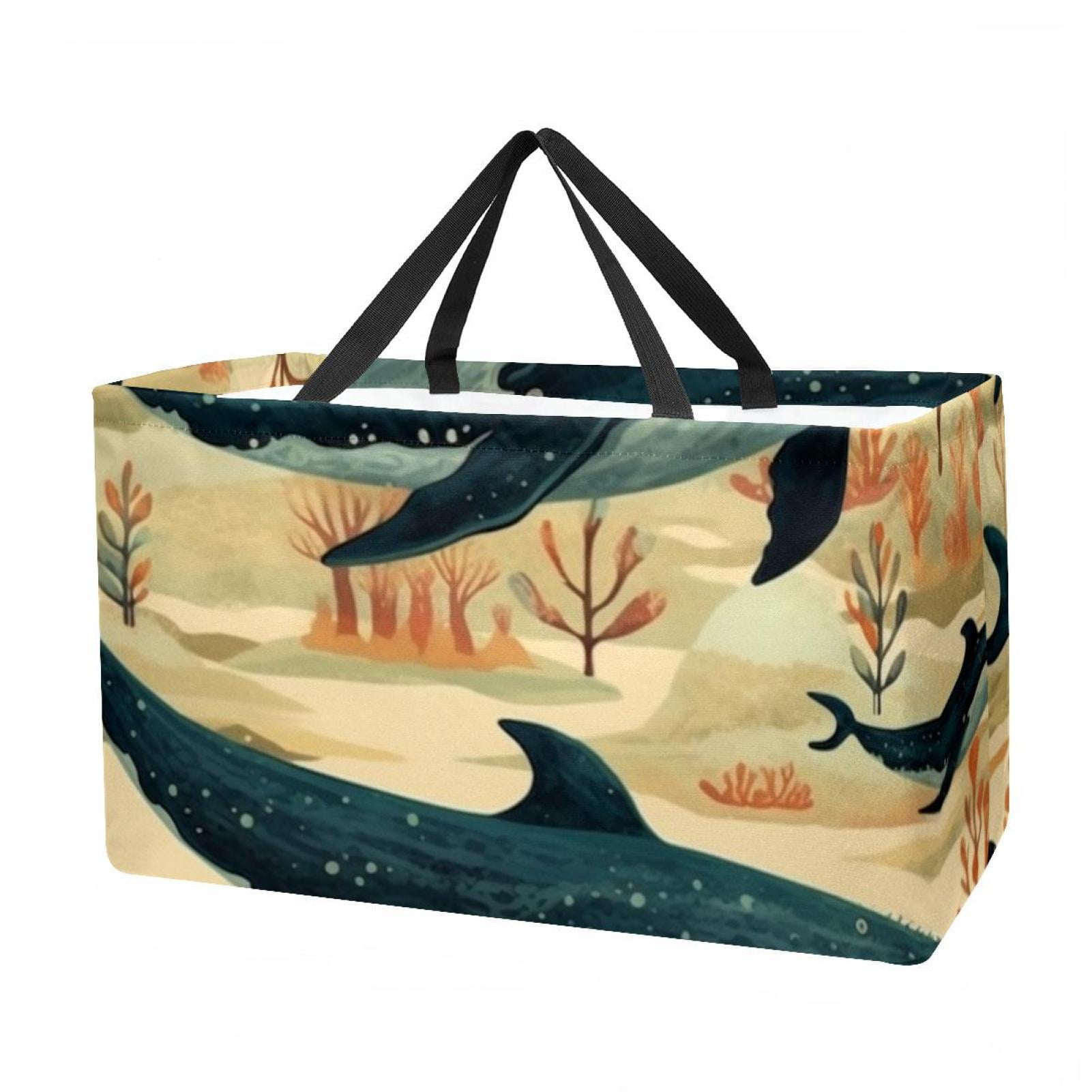 Whale Large Capacity Reusable Foldable Storage Basket and Grocery Bags ...
