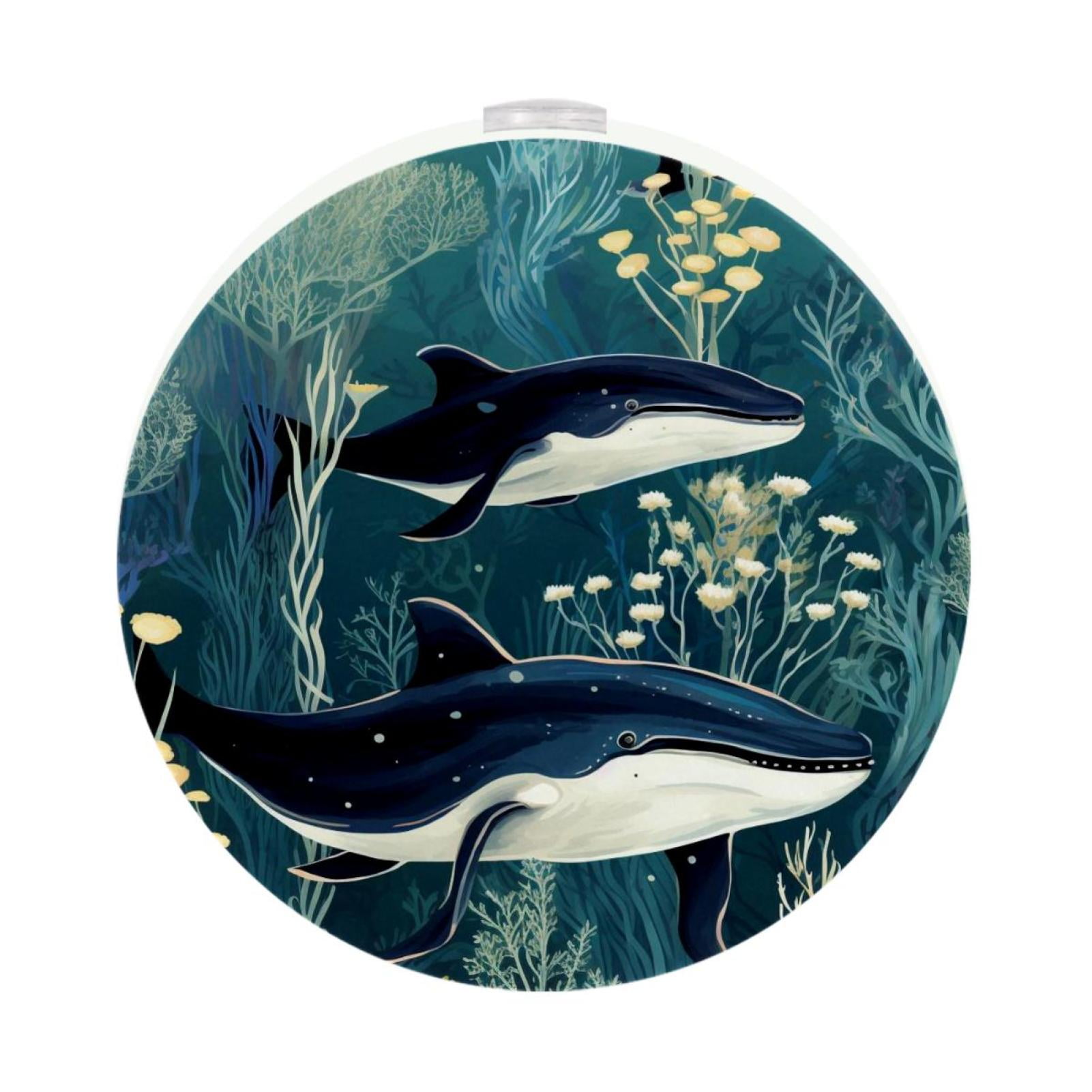 Whale Led Round Night Light-2pcs, Dimmable Plug-in Mini Wall Lamp with ...