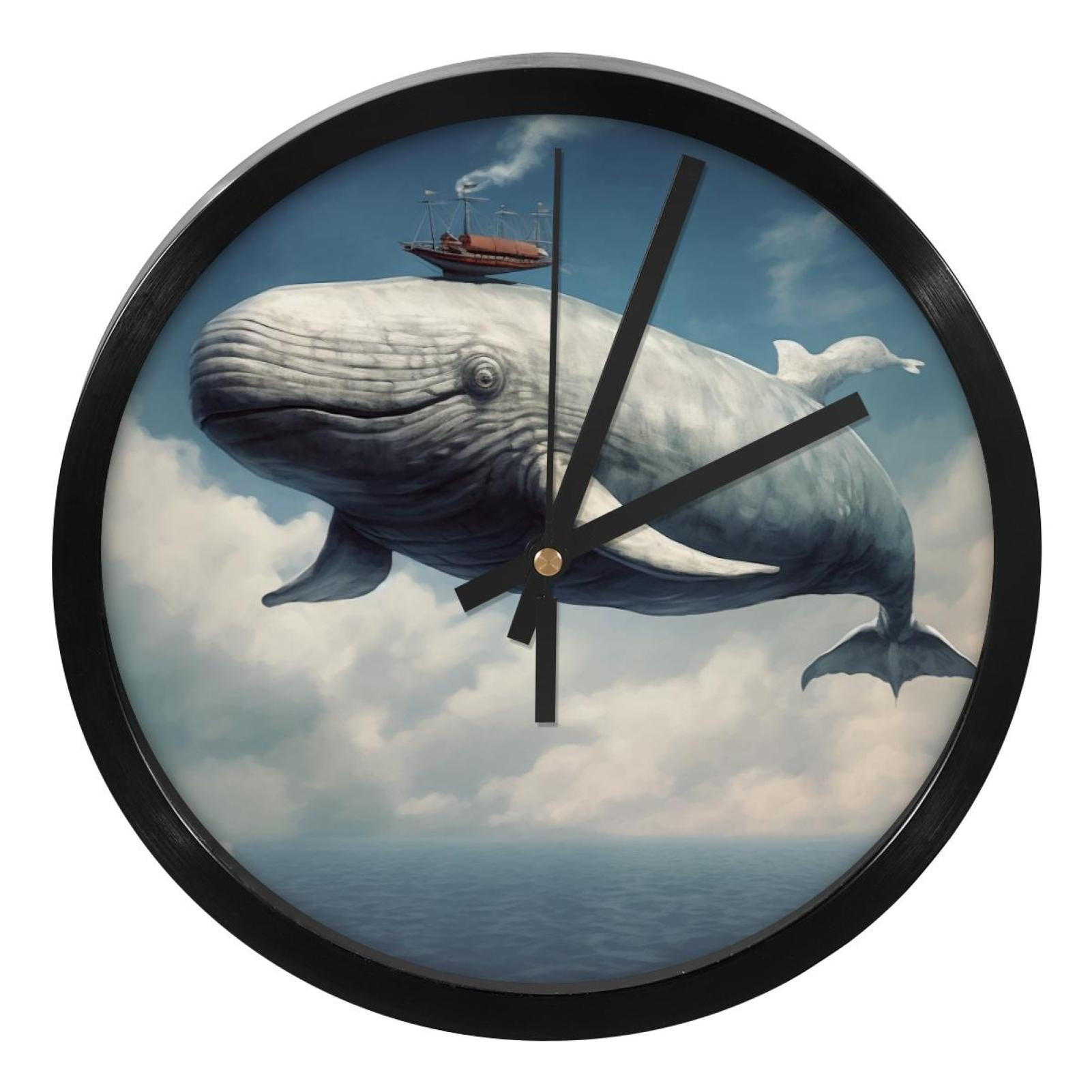 Whale Modern 9.8 Inch Wall Clock, Silent Non-Ticking Round Digital ...