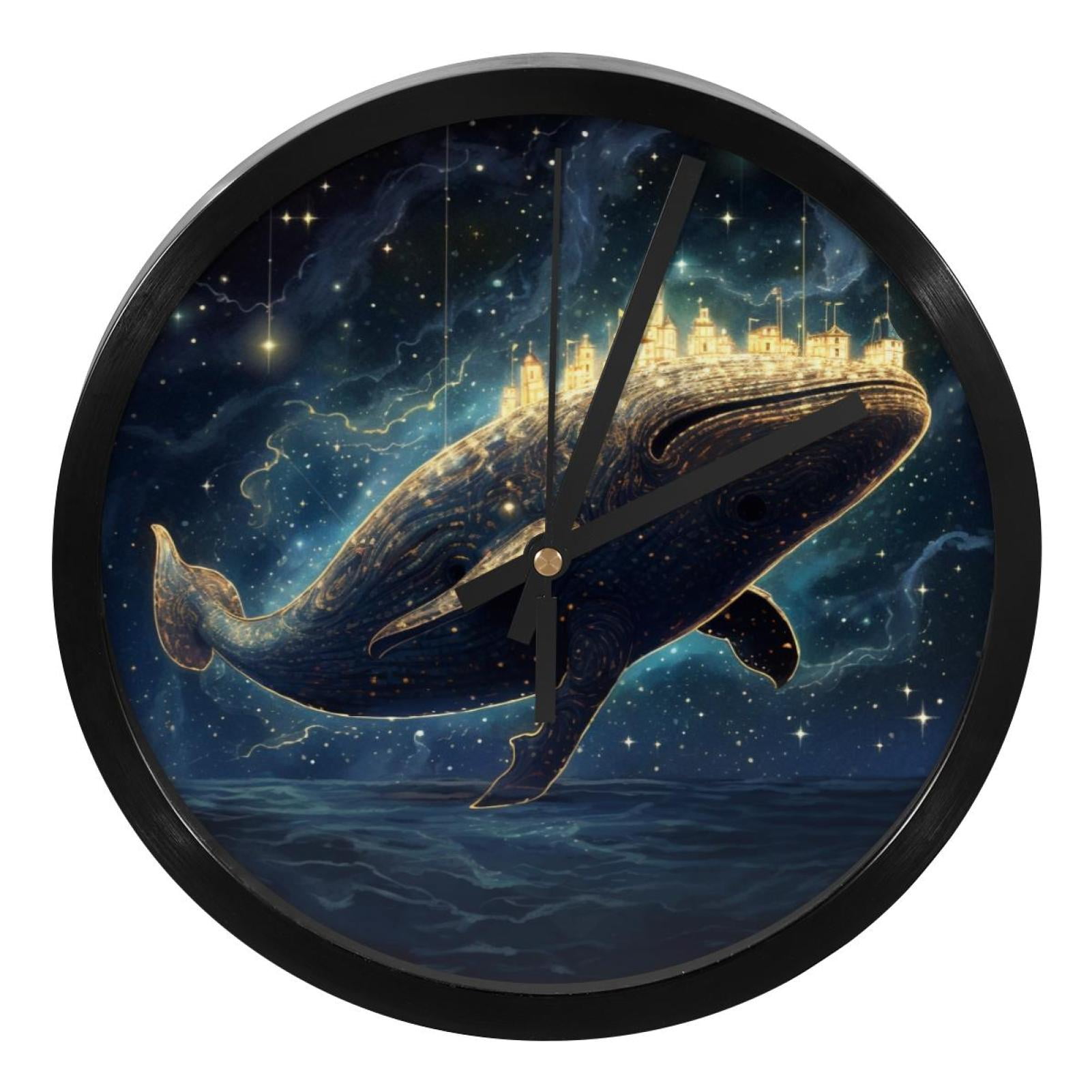 Whale Modern Wall Clock, 9.8 Inches, Silent Non-Ticking Round Digital ...