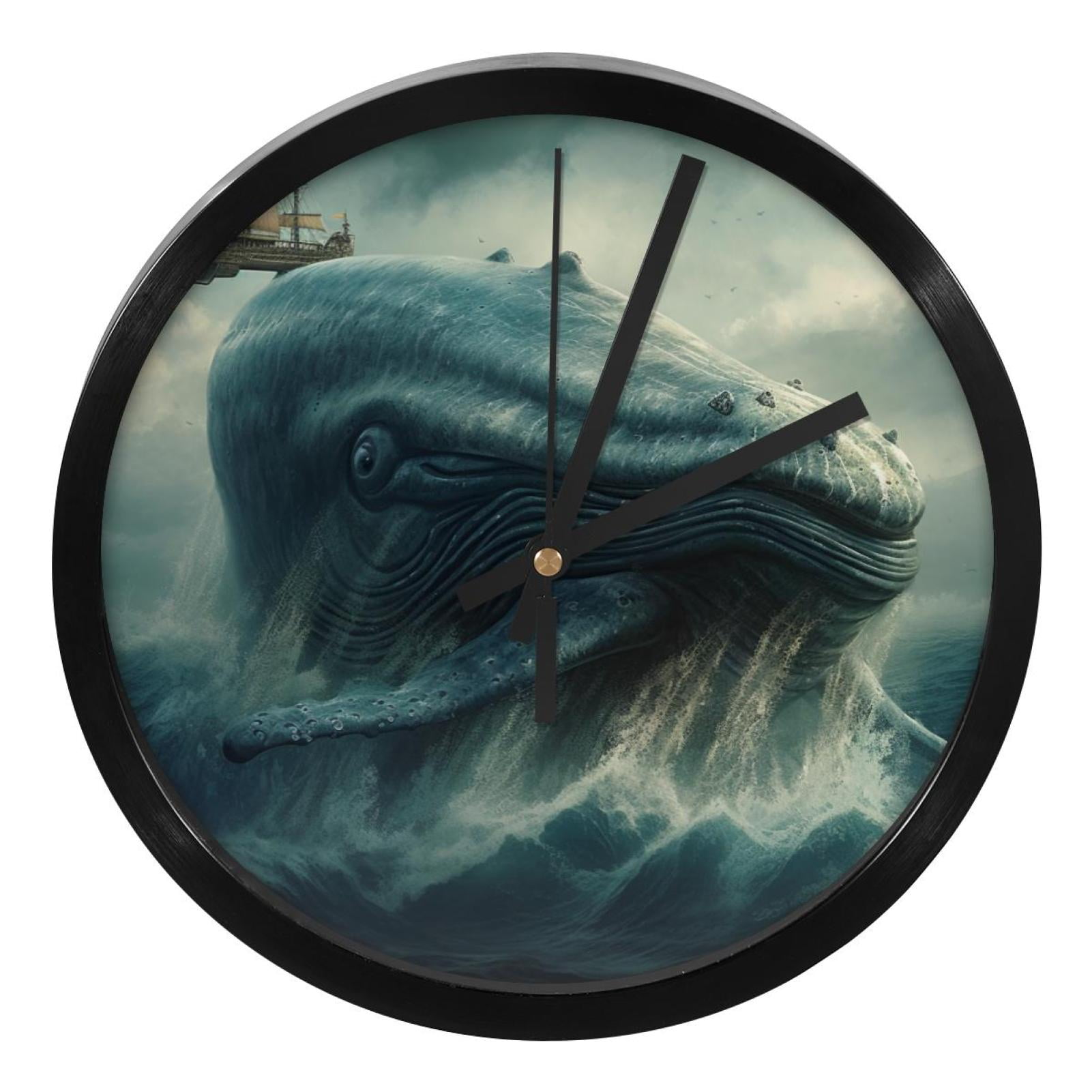 Whale Modern Wall Clock, 9.8 Inches, Silent Non-Ticking Round Digital ...