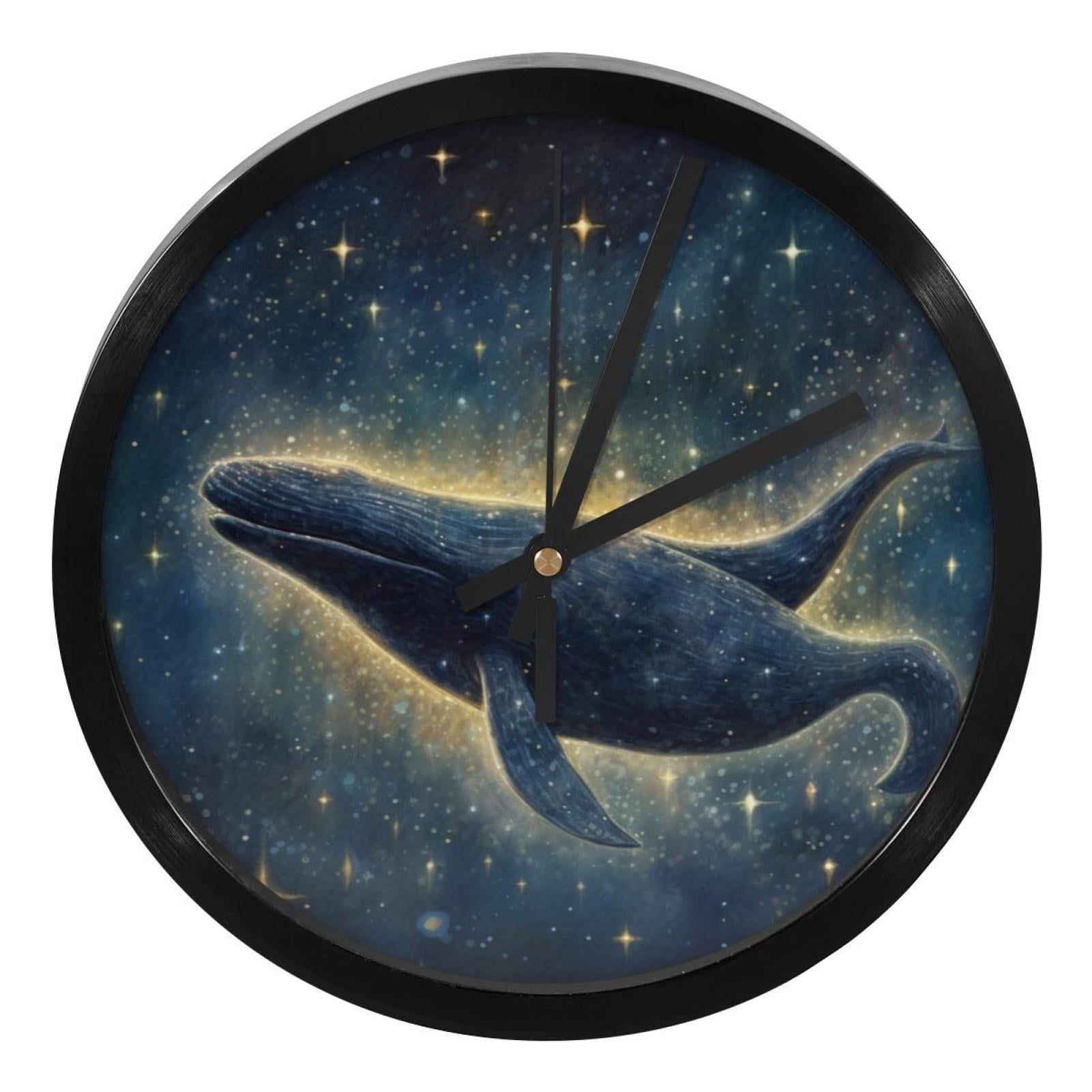 Whale Modern Wall Clock, 9.8 Inches, Silent Non-Ticking Round Digital ...