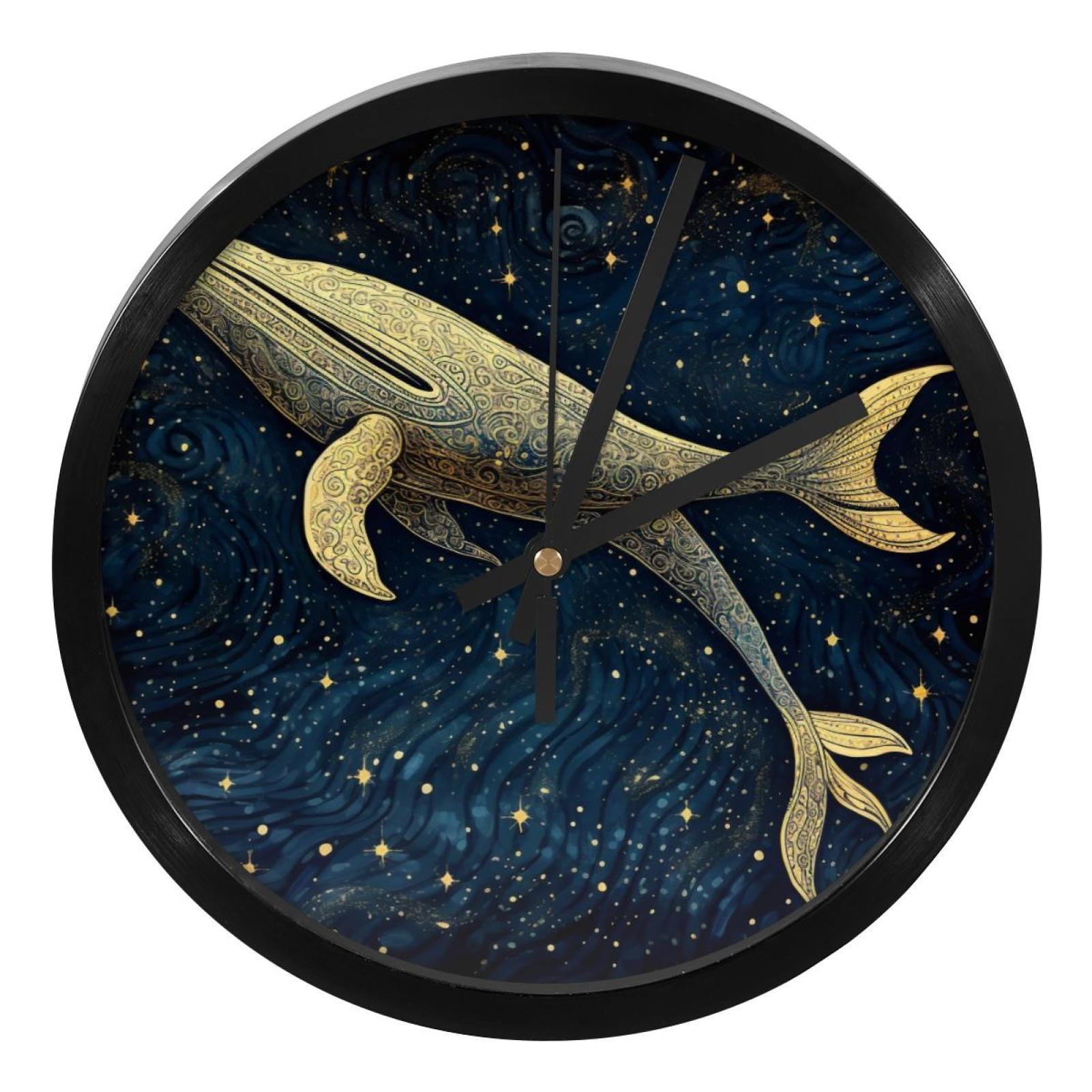 Whale Modern Wall Clock, 9.8 Inches, Silent Non-Ticking Round Digital ...