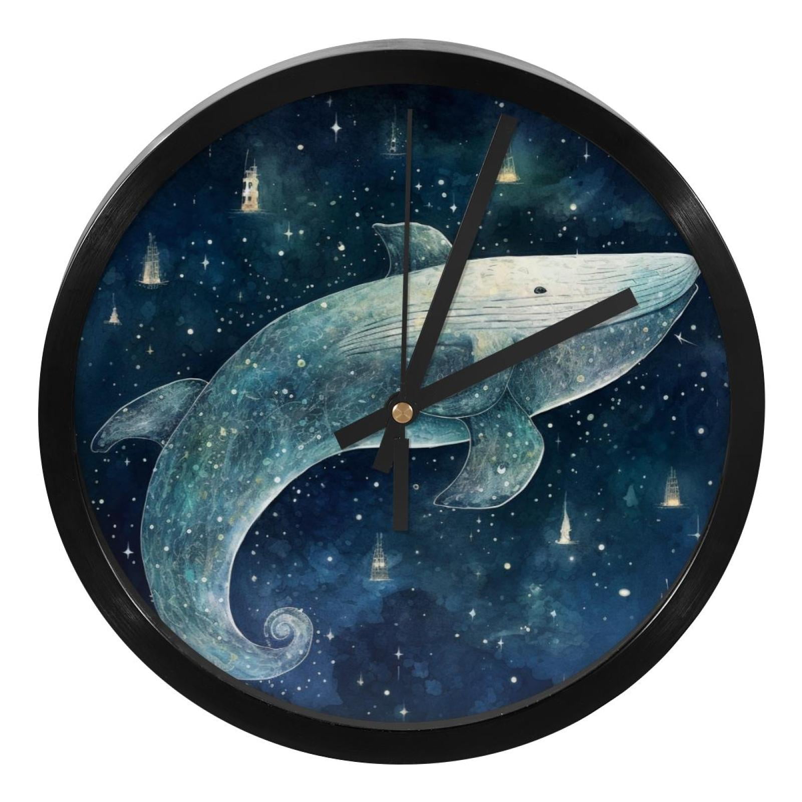 Whale Modern Wall Clock, 9.8 Inches, Silent Non-Ticking Round Digital ...