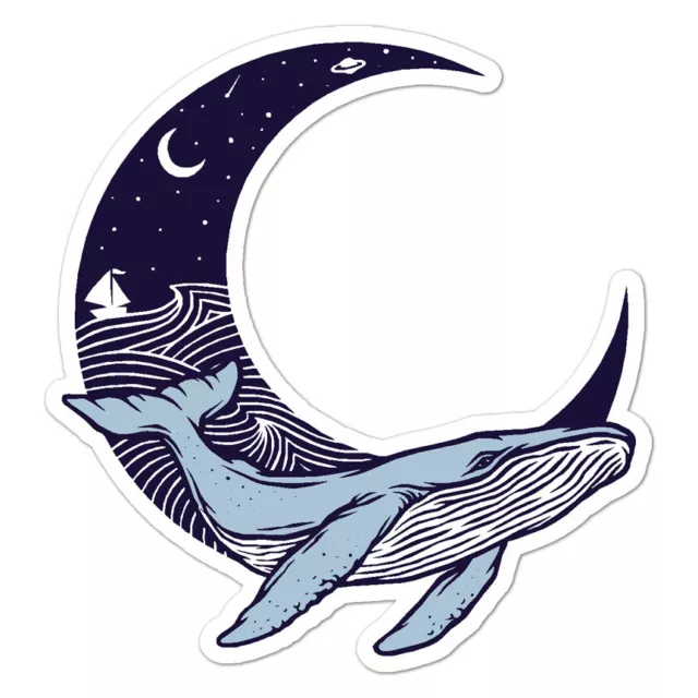 Whale Moon Sailboat Sticker Indoor Outdoor Phone Decal Water Bottle ...