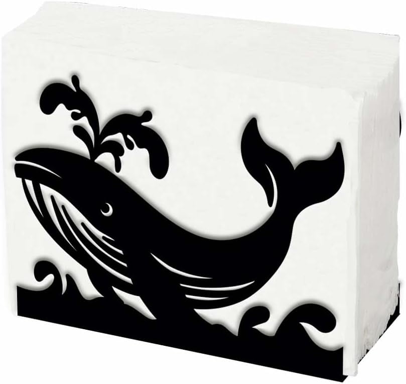 Whale Napkin Holder for Tables Whale Blowing Water Black Iron Napkin ...