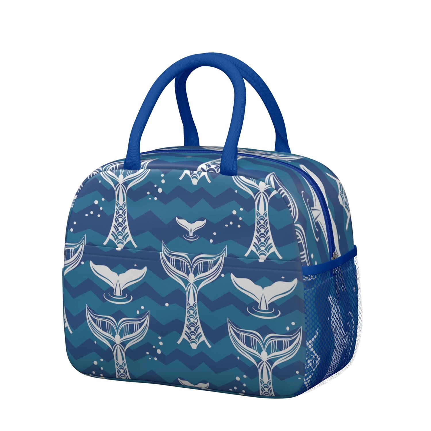 Whale Nautical Insulated Lunch Tote, Reusable Thermal Lunch Bag with ...
