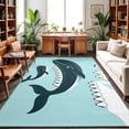 Whale Penguin Washable Area Rug 9 x 12 ft Coastal Ocean Iceberg Cute ...