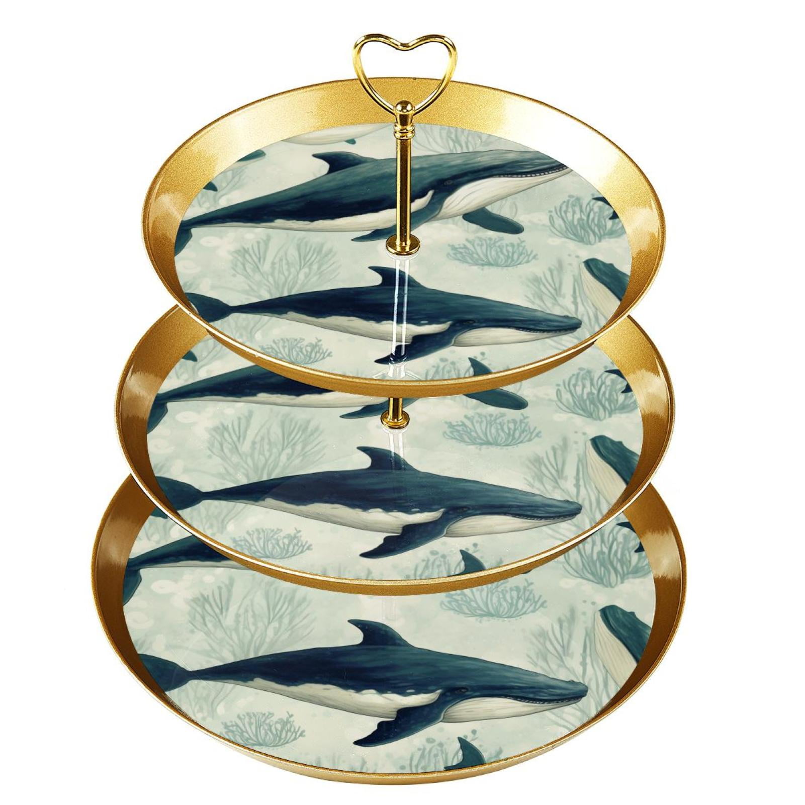 Whale Plastic Discs and Iron Pillar Dessert Table Stand with Three Size ...