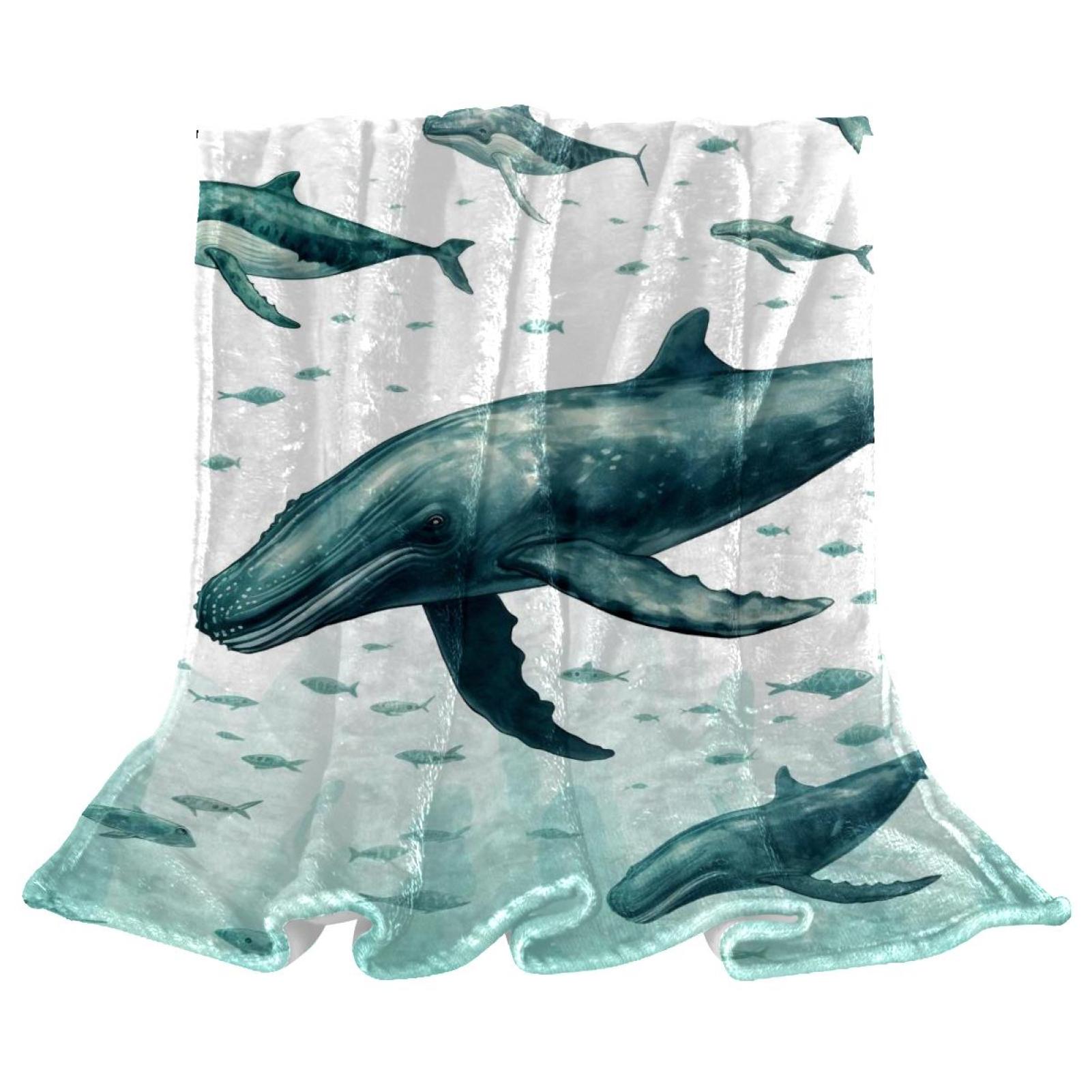 Whale Plush Throw Blanket for Couch 59" x 79" - Lightweight Soft ...