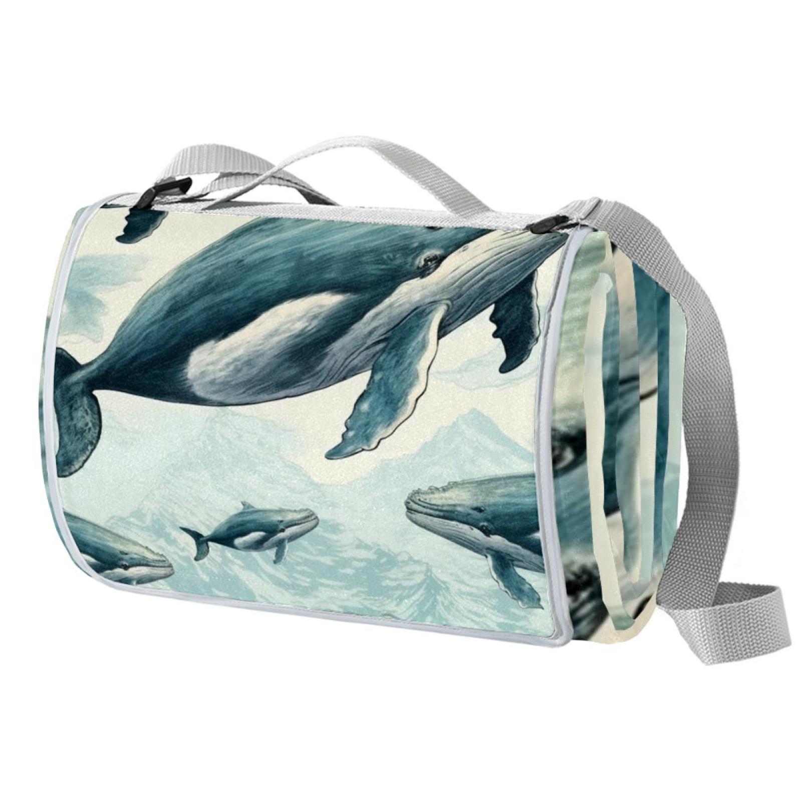 Whale Portable Canvas Picnic Blanket Waterproof Backing for Outdoor ...