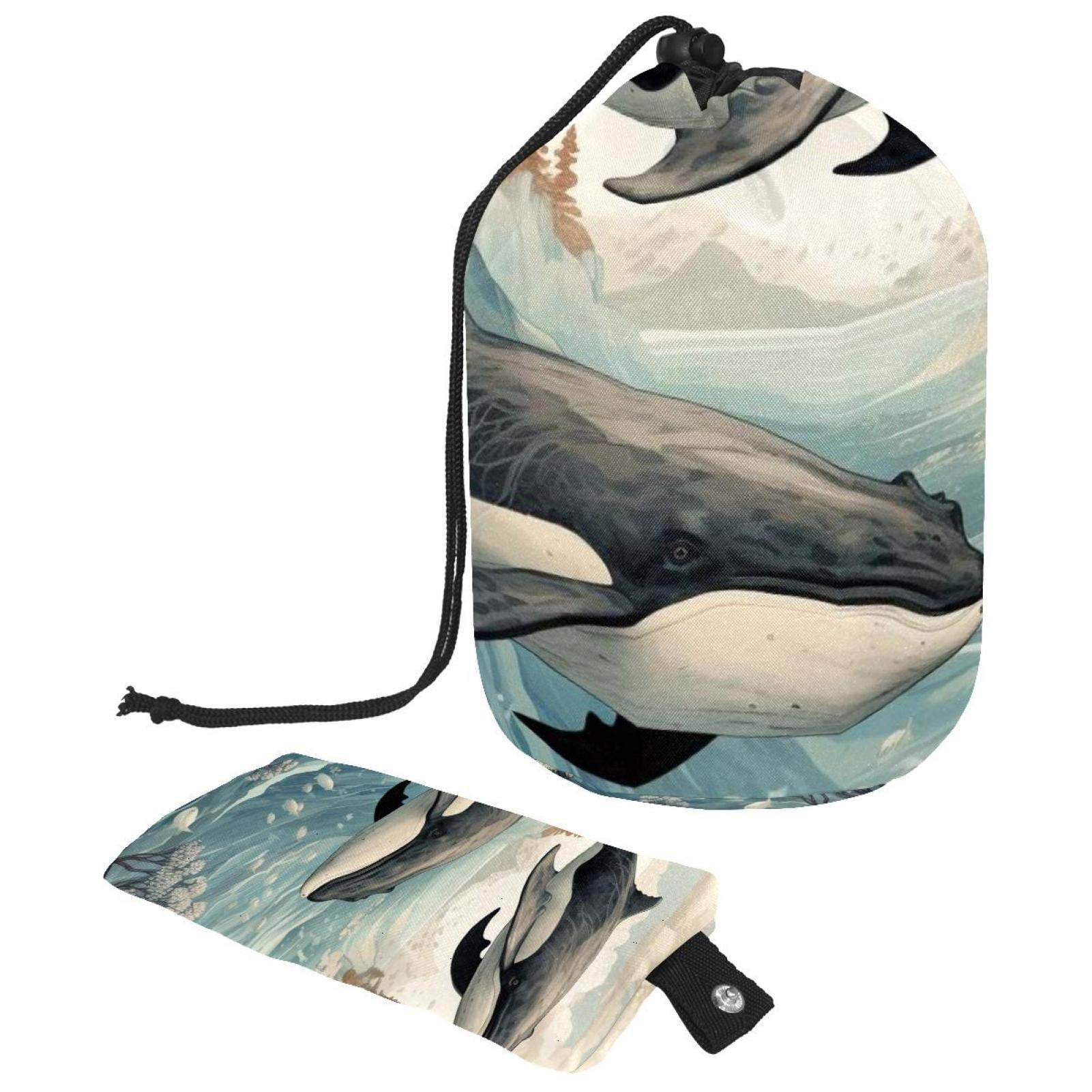 Whale Portable Drawstring Foldable Travel Laundry Bag with Shower Bag ...