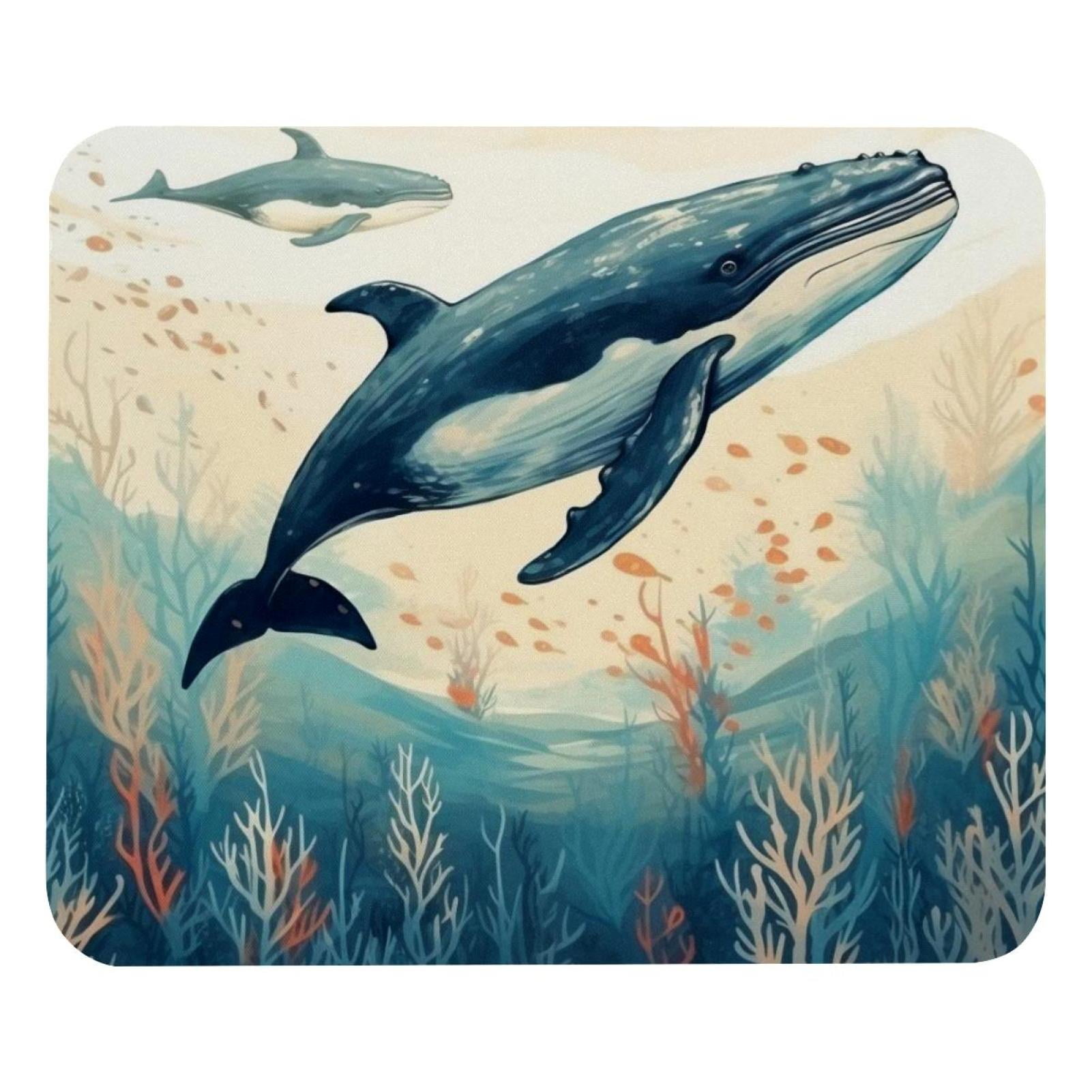 Whale Printed Non-Slip Rubber Bottom Gaming Mouse Pad 8.3x9.8 Inch ...