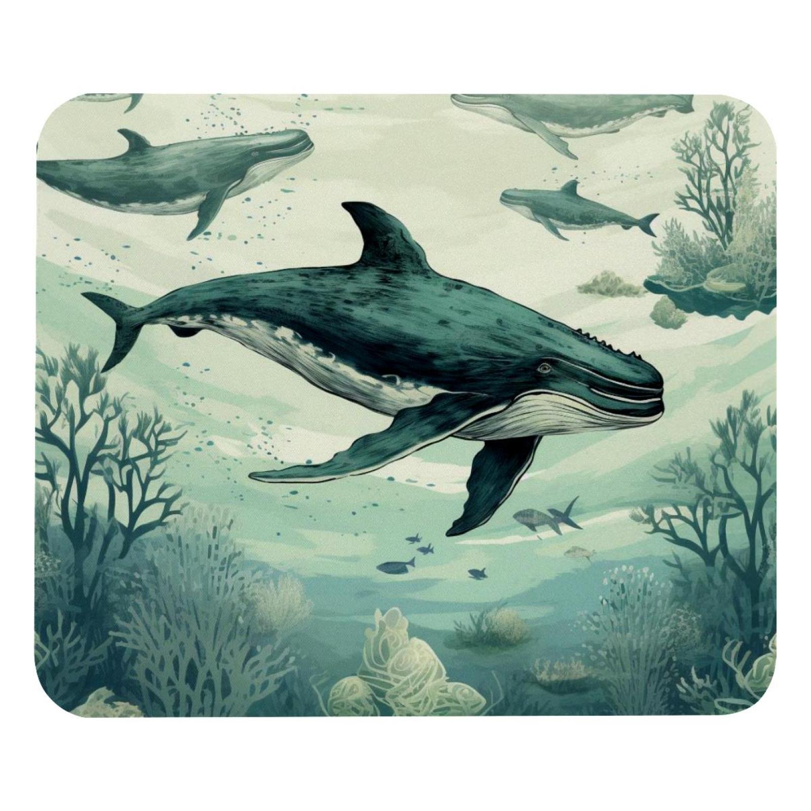 Whale Printed Non-Slip Rubber Bottom Gaming Mouse Pad 8.3x9.8 Inch ...
