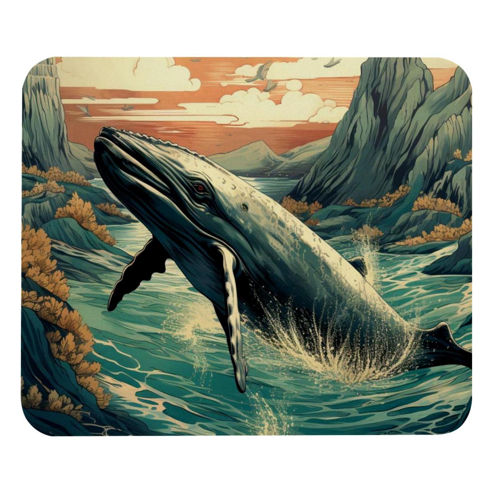 Whale Printed Square Desk Mat Gaming Mouse Pad with Non-Slip Rubber ...