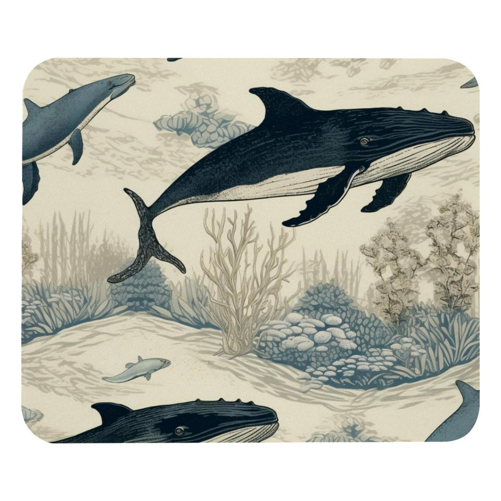 Whale Printed Square Desk Pad, 8.3x9.8 Inch Non-Slip Rubber Bottom ...