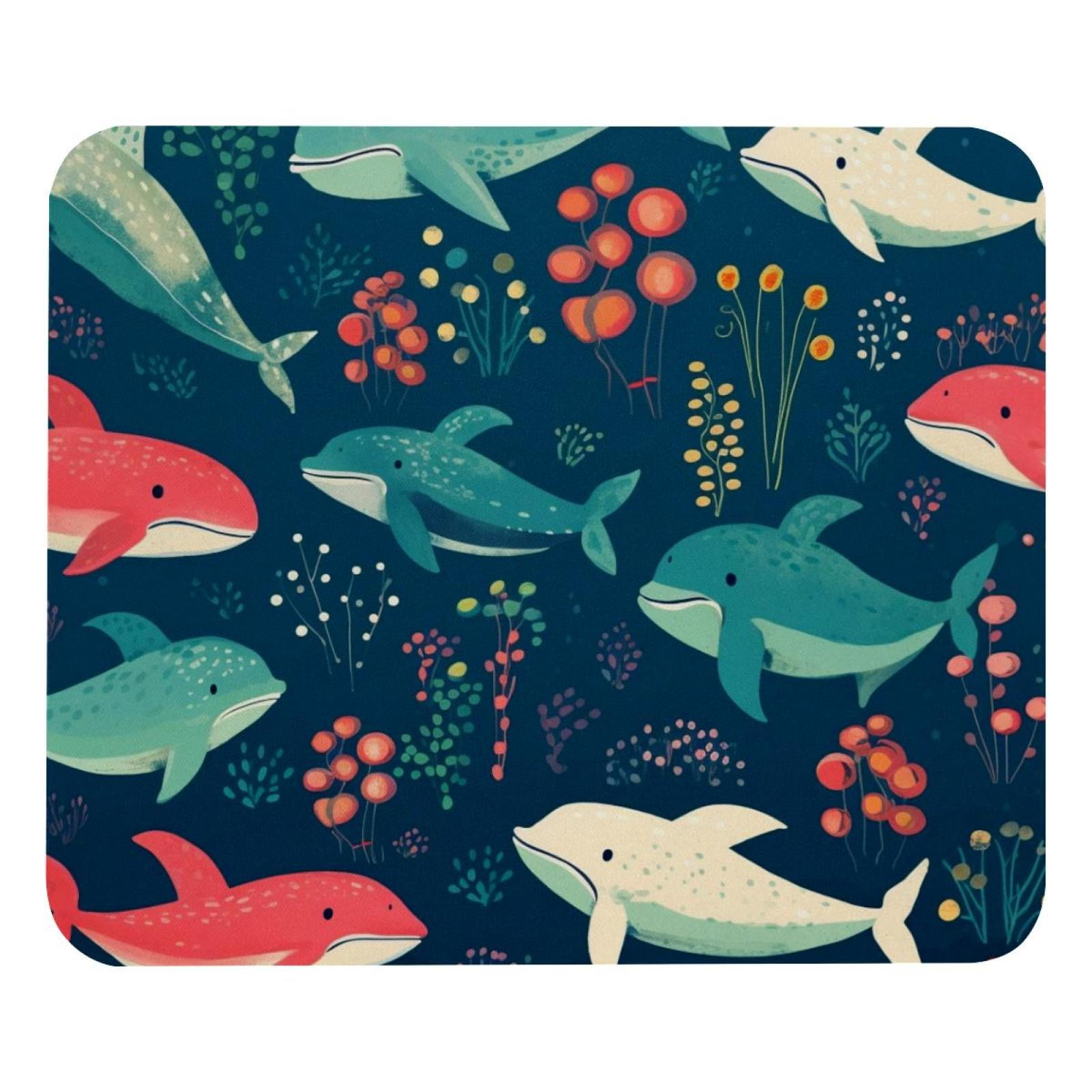 Whale Printed Square Desk Pad, 8.3x9.8 Inch Non-Slip Rubber Bottom ...
