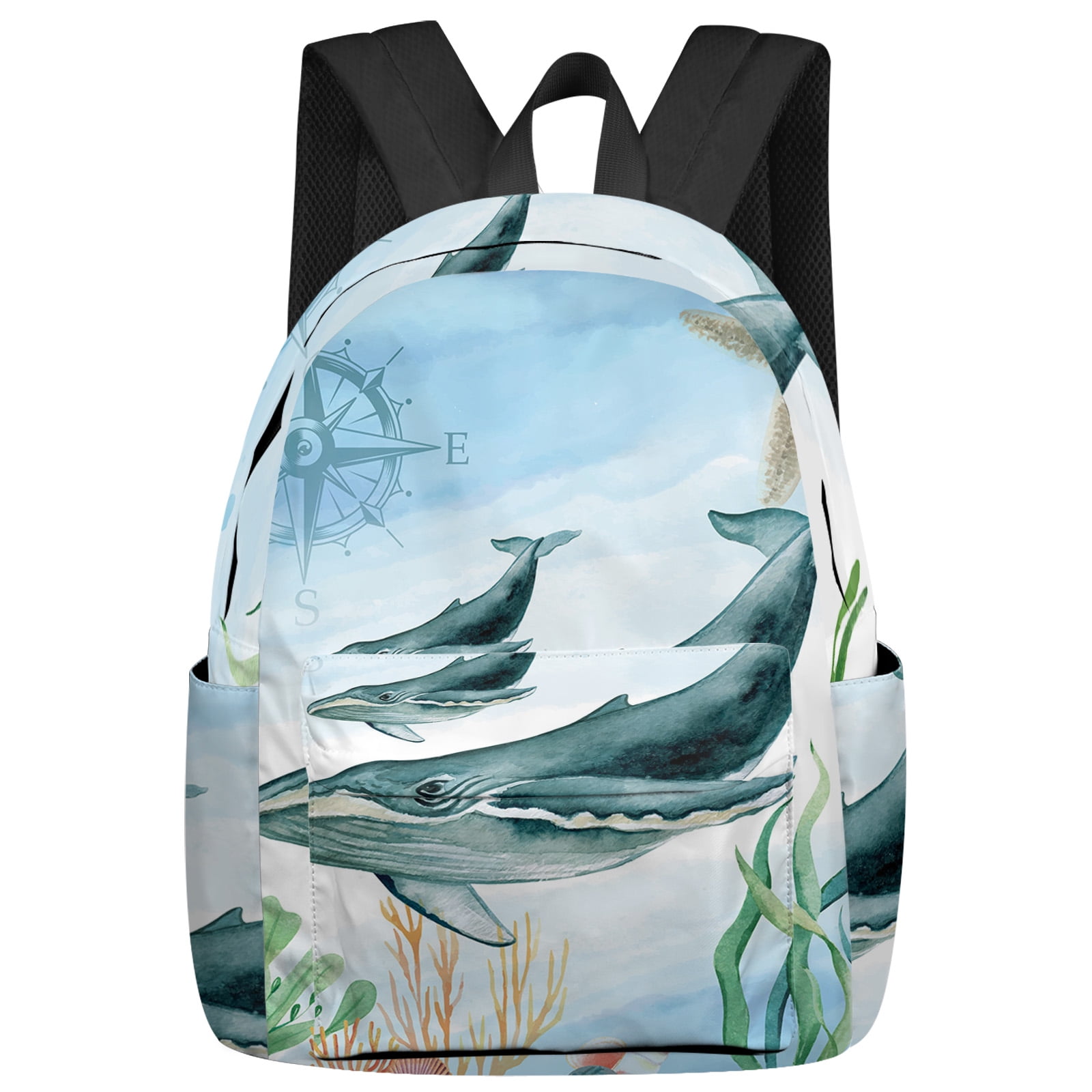 Whale Sea Creature Wildlife Boat Wave Large Capacity Multi Pocket ...