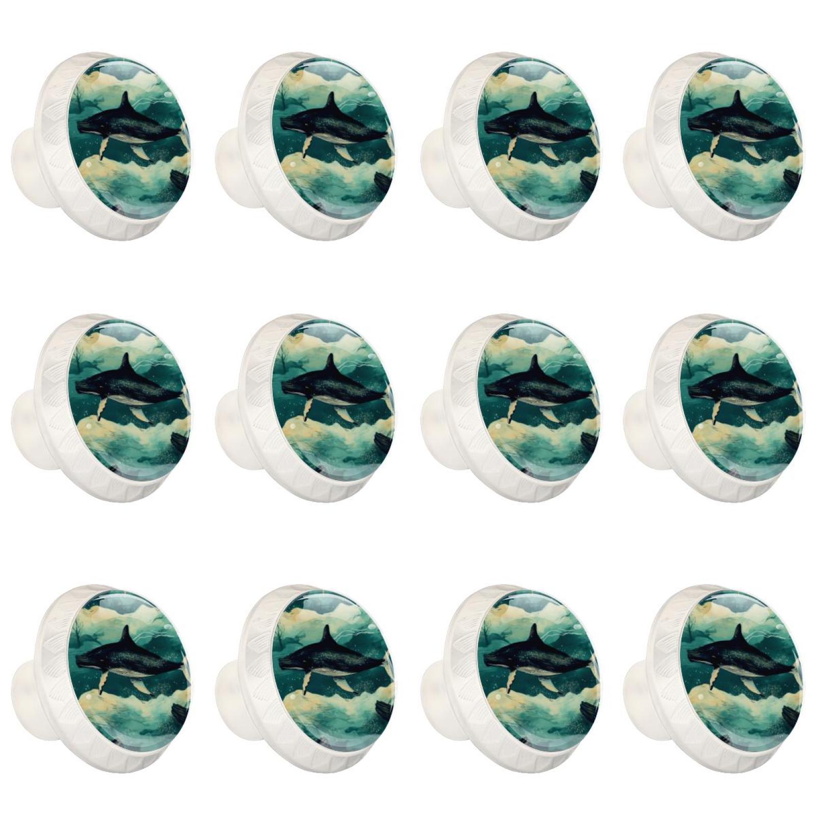 Whale Sea Ocean 12 Pcs White Round Drawer Pulls with Screws,ABS and ...