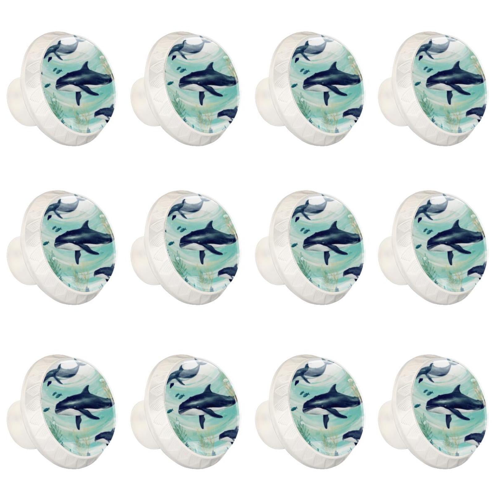Whale Sea Ocean 12 Pcs White Round Drawer Pulls with Screws,ABS and ...
